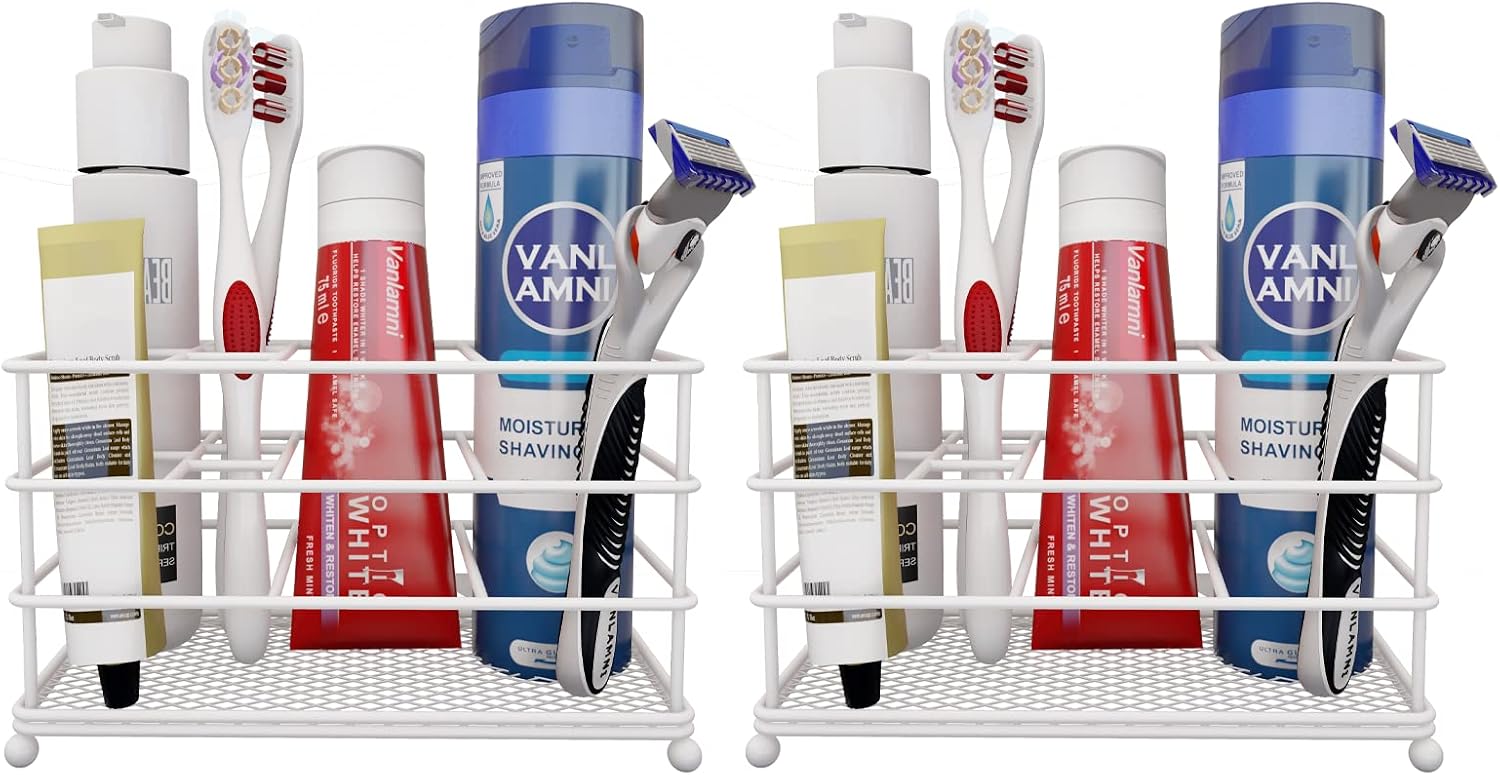 Amazon.com: VANLAMNI 7 Slots Toothbrush Holder,Steel Mesh Wire Bathroom ...