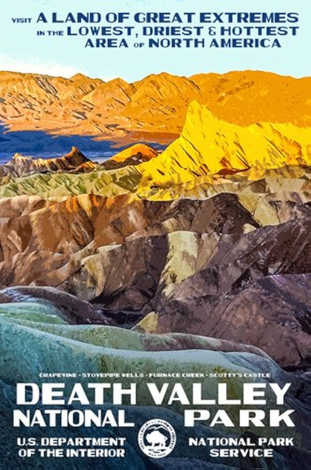Amazon.com: Death Valley Art Poster Sticker (rv National Park Hike ...