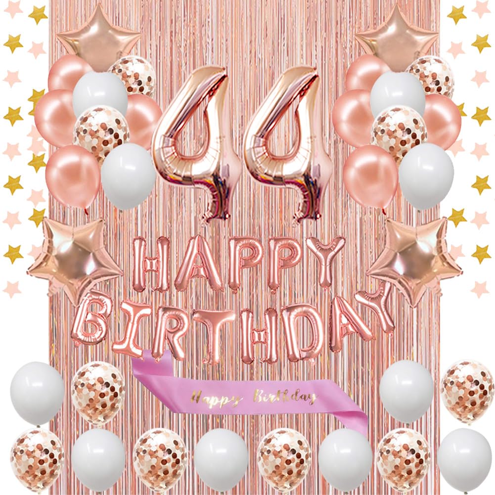 Fancypartyshop 44th Birthday Decorations Rose Gold Happy Birthday ...