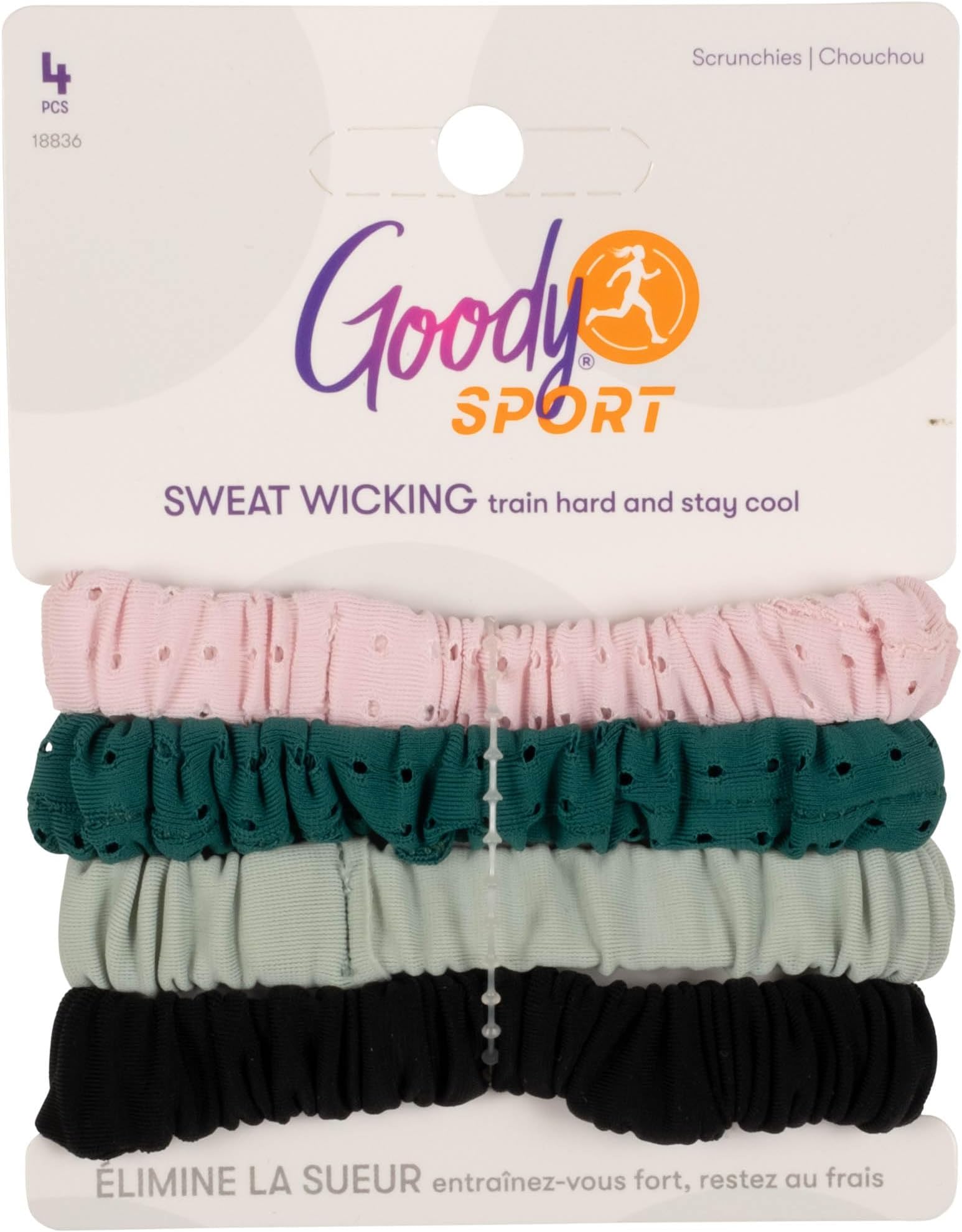 Amazon.com : Goody Sport Ouchless Thin Scrunchies - 4 Ct, Green/Pink ...