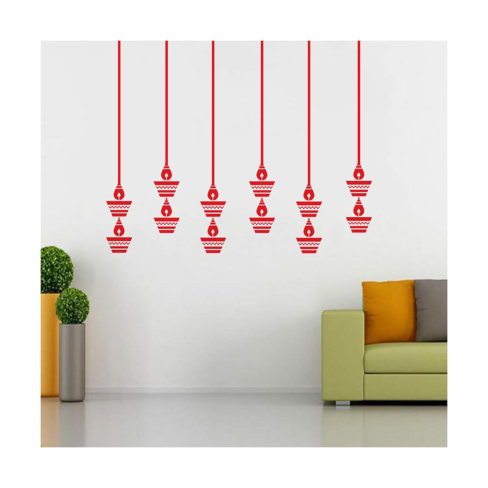 Buy 100yellow® Vinyl Hanging Diyas for Diwali Wall Stickers Decoration ...