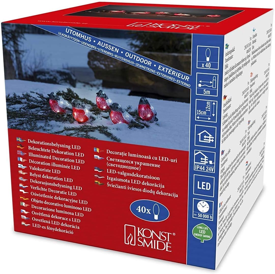 Snowtime 5 Acrylic Robin Lights With Ice White Christmas LEDS with Clip ...