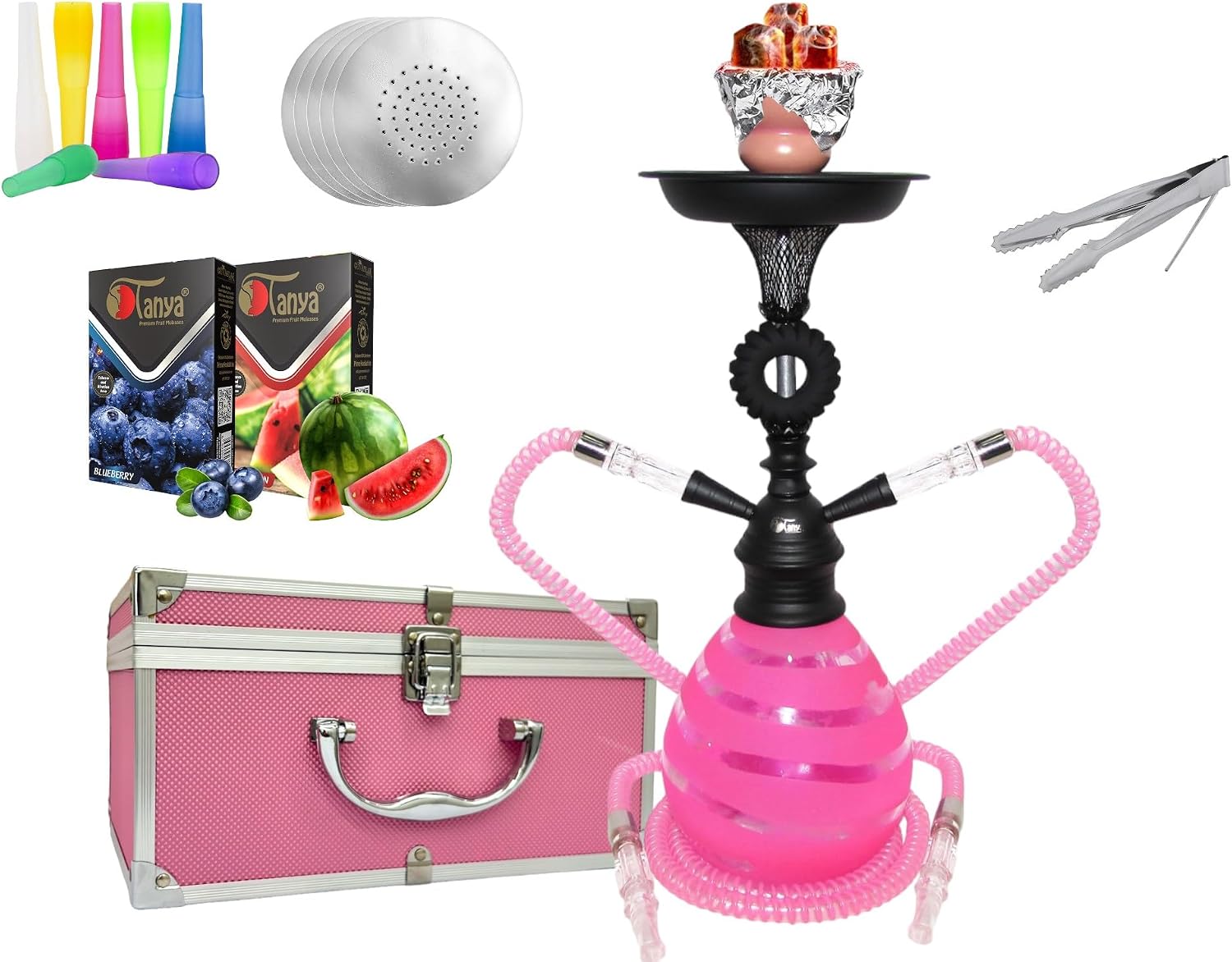 Amazon.com: Tanya Premium Hearts 20" Tall Portable Hookah Set ...