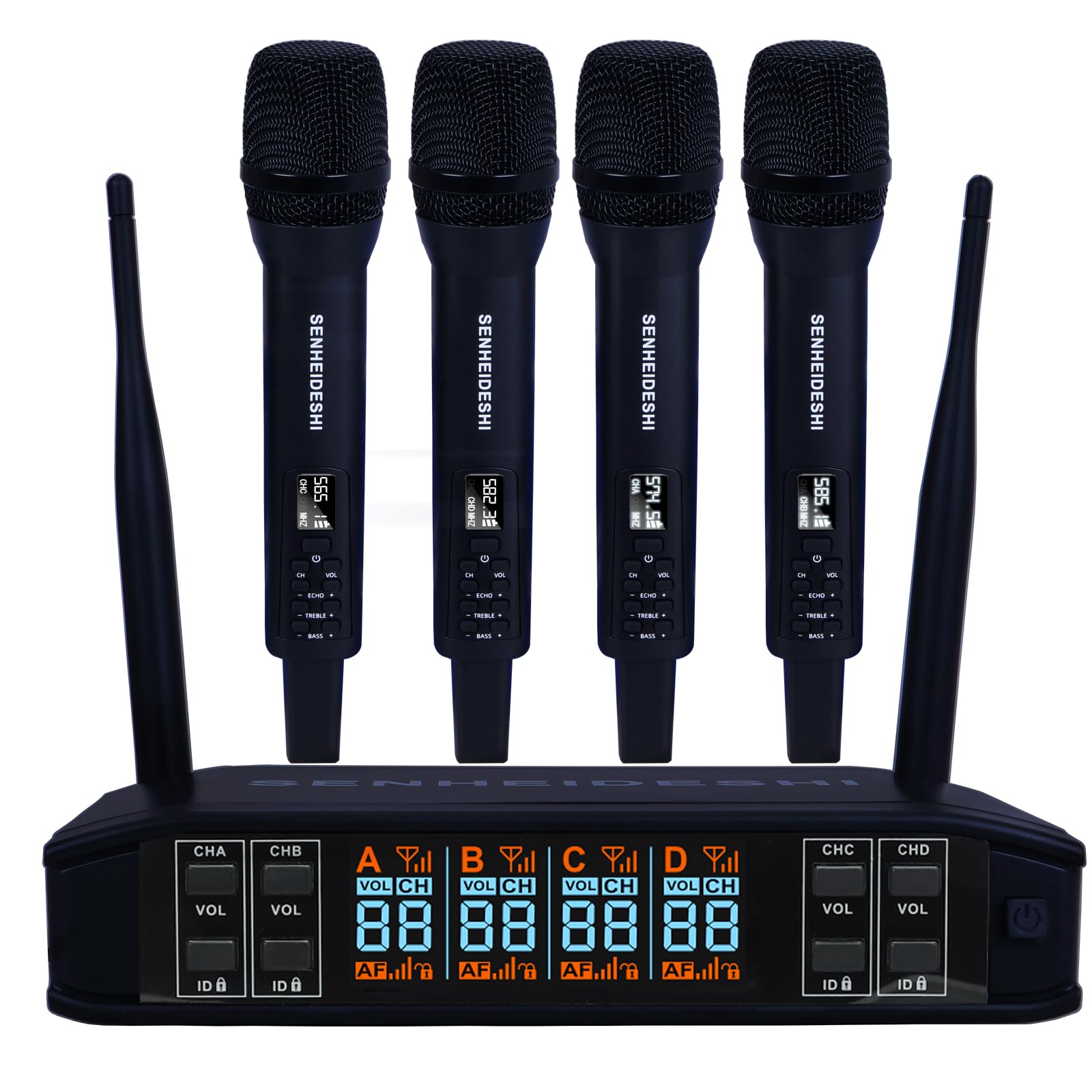 Amazon.com: SENHEIDESHI UHF 4 Channel Rechargeable Wireless Microphone ...