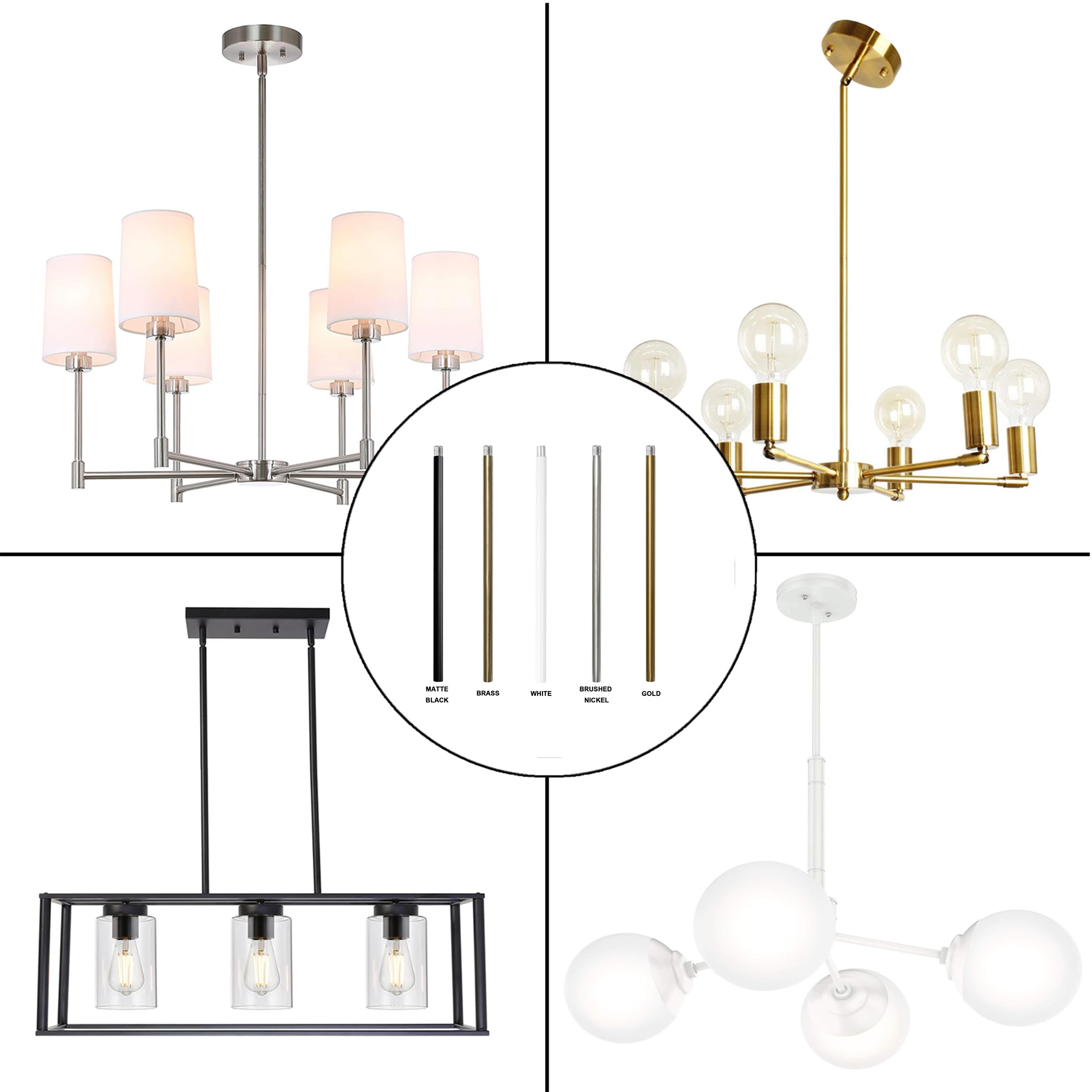 Chandelier Extension Rods 8 Pieces M10 Threaded Extension Poles ...