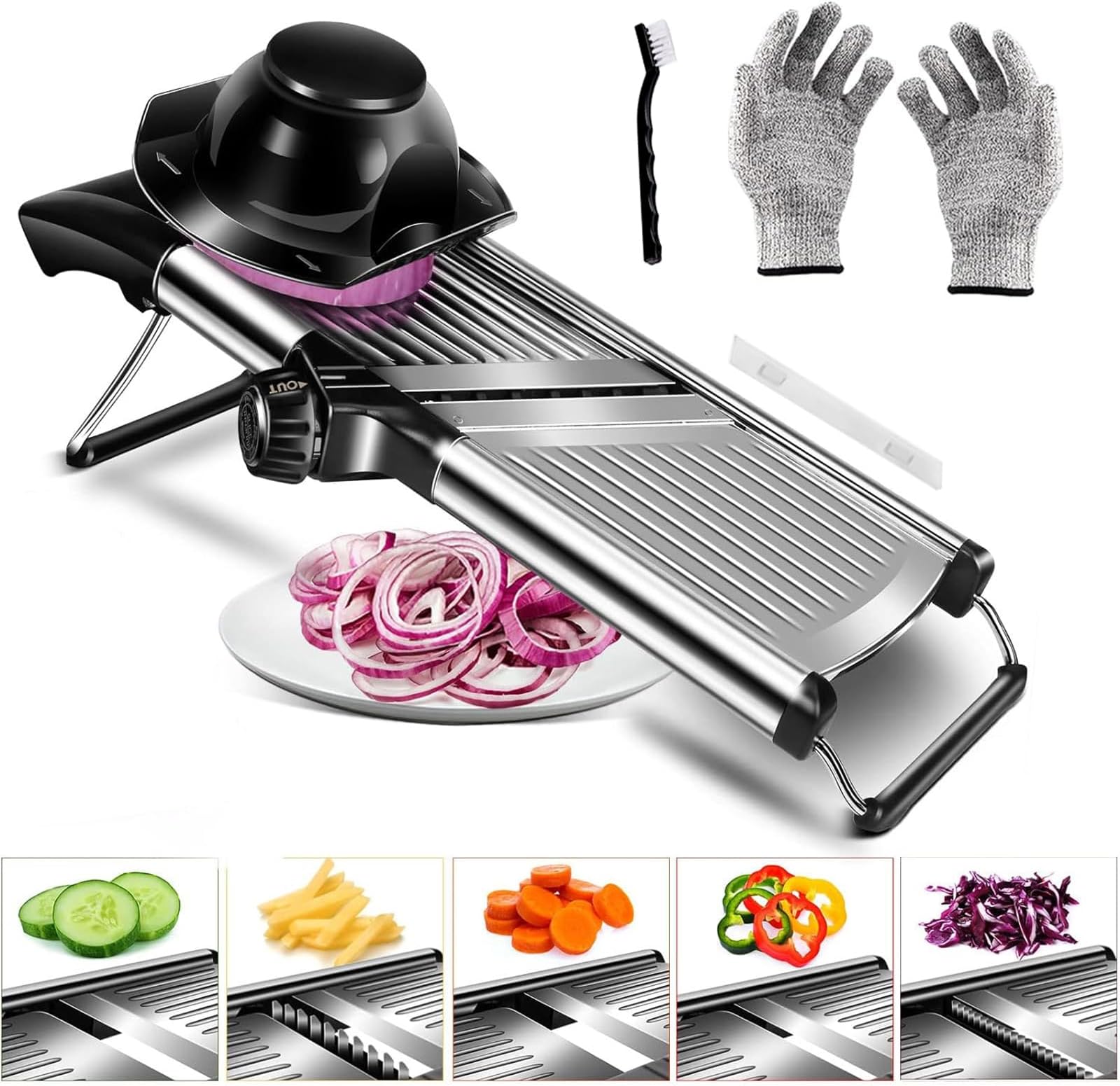 Amazon.com: Mandoline Slicer & Waffle Cutter – 6-Setting Stainless ...