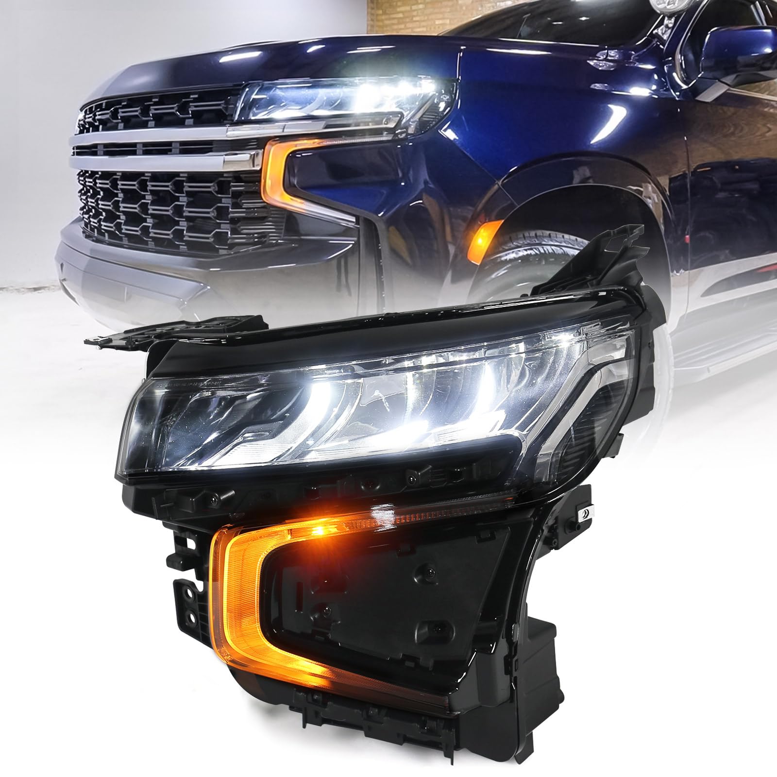 Snapklik.com : Huray Headlight Fit For Chevy Tahoe Police Edition