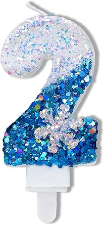 Amazon.com: Blue Birthday Candles 2, Blue and White Glitter Birthday ...