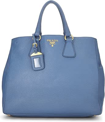 Amazon.com: Prada, Pre-Loved Blue Vitello Daino Convertible Open Tote ...