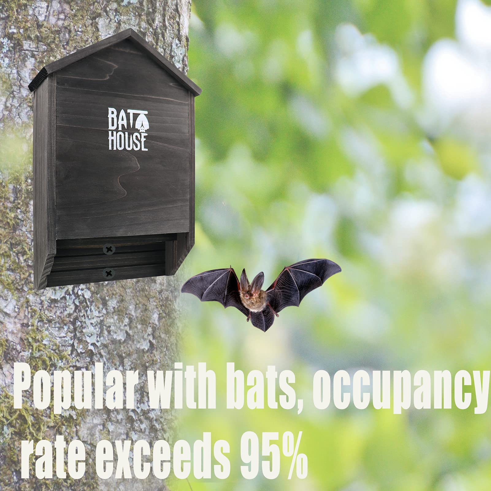 Bat House for Outdoors,Double Chamber Cedar Bat Shelter, Convenient for ...