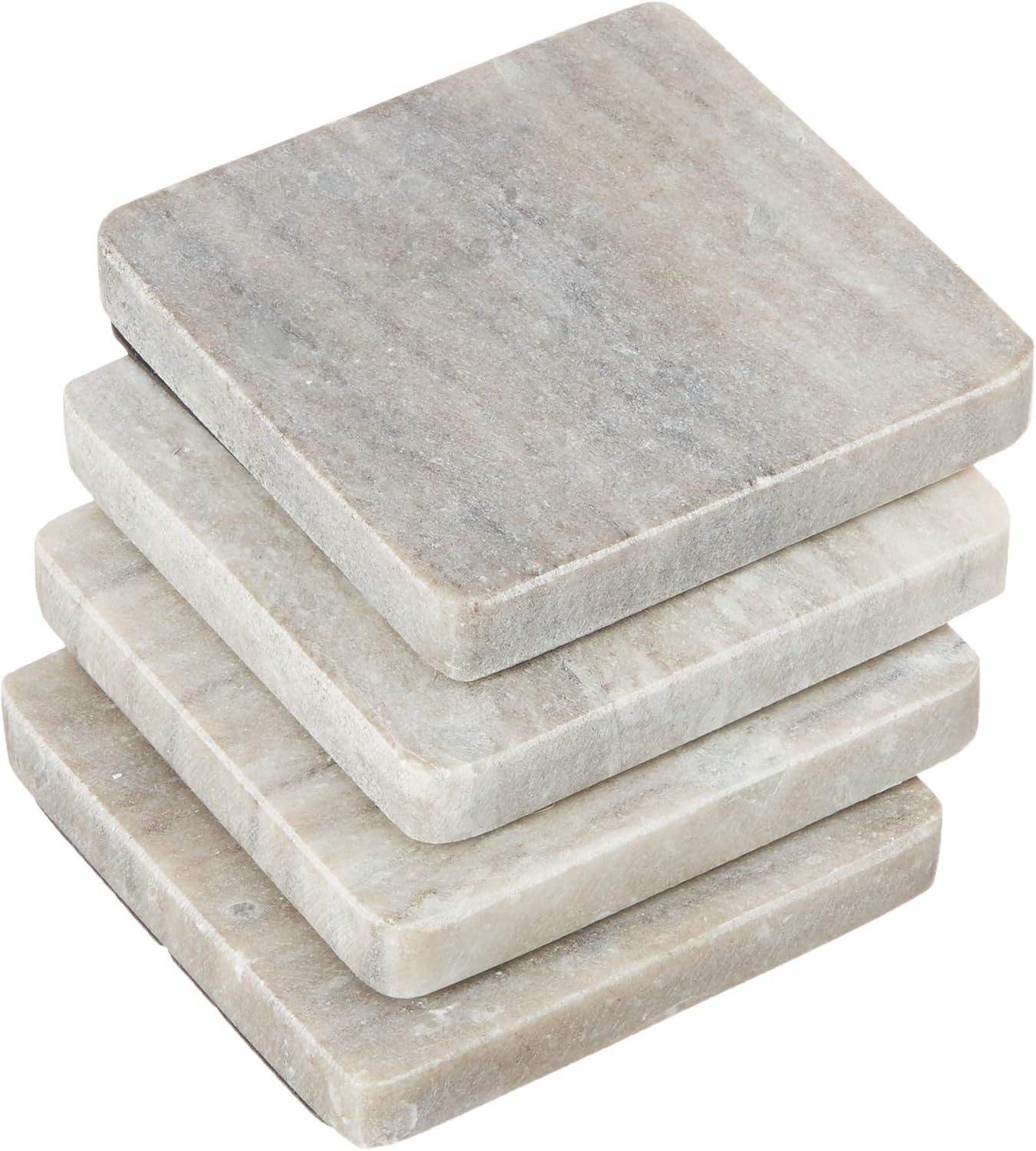 Amazon.com | Jodhpuri Set of 4 Marble Coasters – Smooth Natural Stone ...