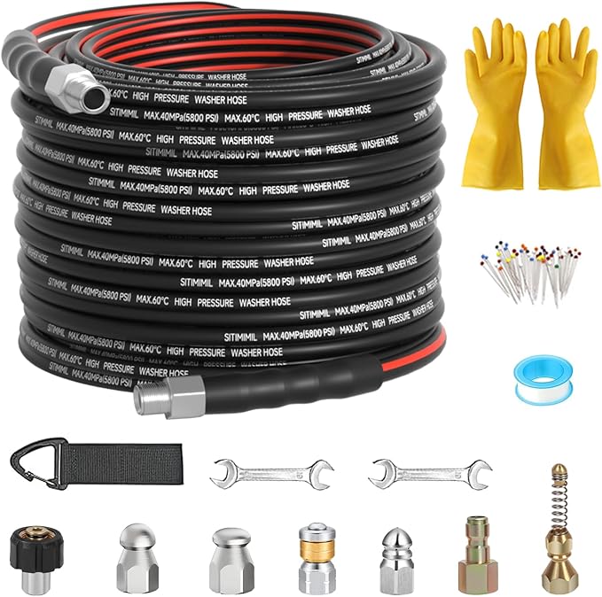 Amazon.com: Sewer Jetter Kit for Pressure Washer 100FT, Drain Cleaner ...