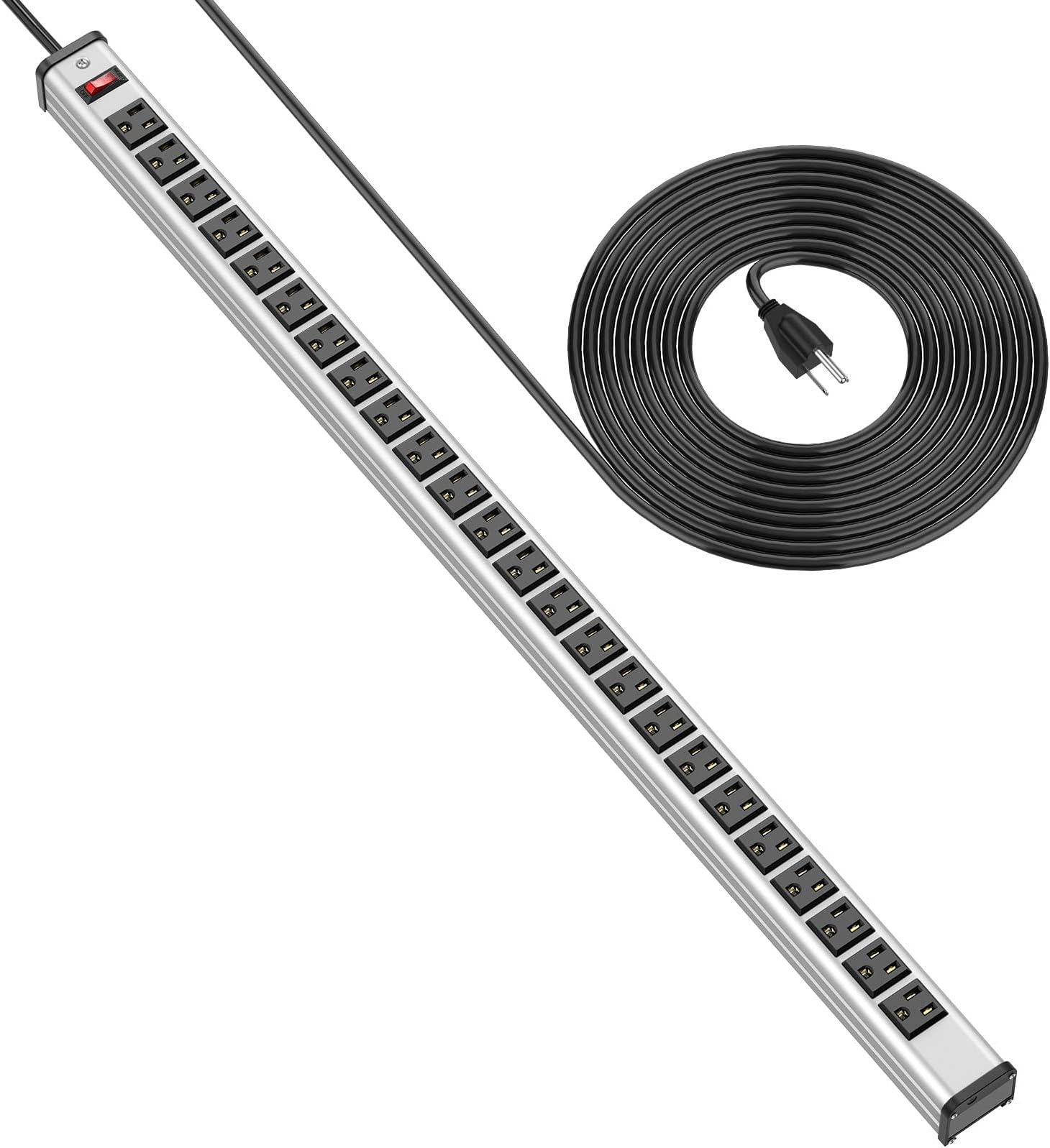 Amazon.com: JUNNUJ Long Metal 16 Outlet Power Strip, Wide Spaced Garage ...