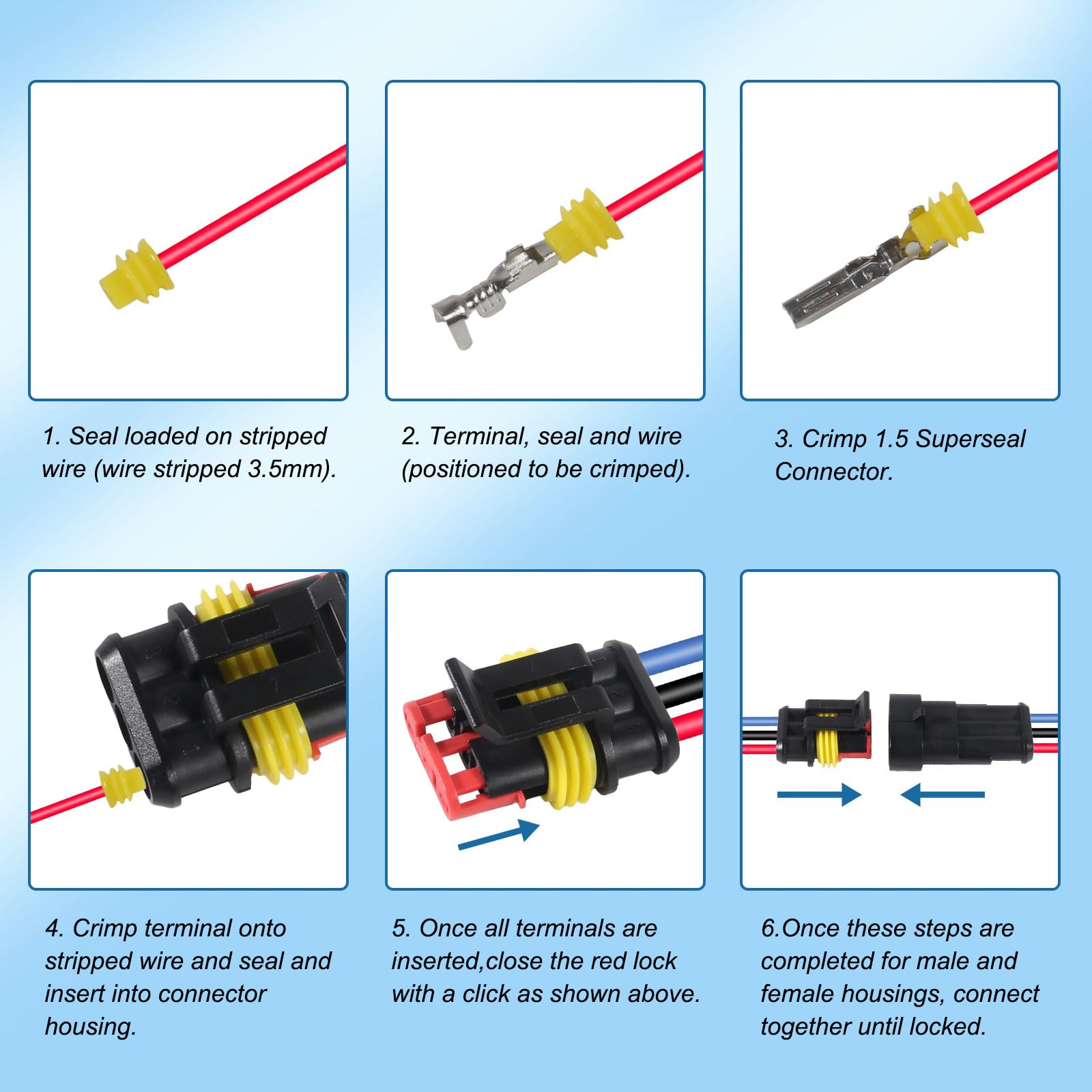 Snapklik.com : 3 Pin Connector Waterproof Connector, 5PCS 3 Wire Car ...