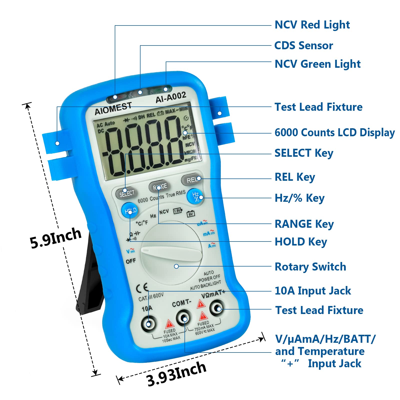 Snapklik.com : AIOMEST 6000 Counts TRMS Digital Multimeter Auto Ranging ...