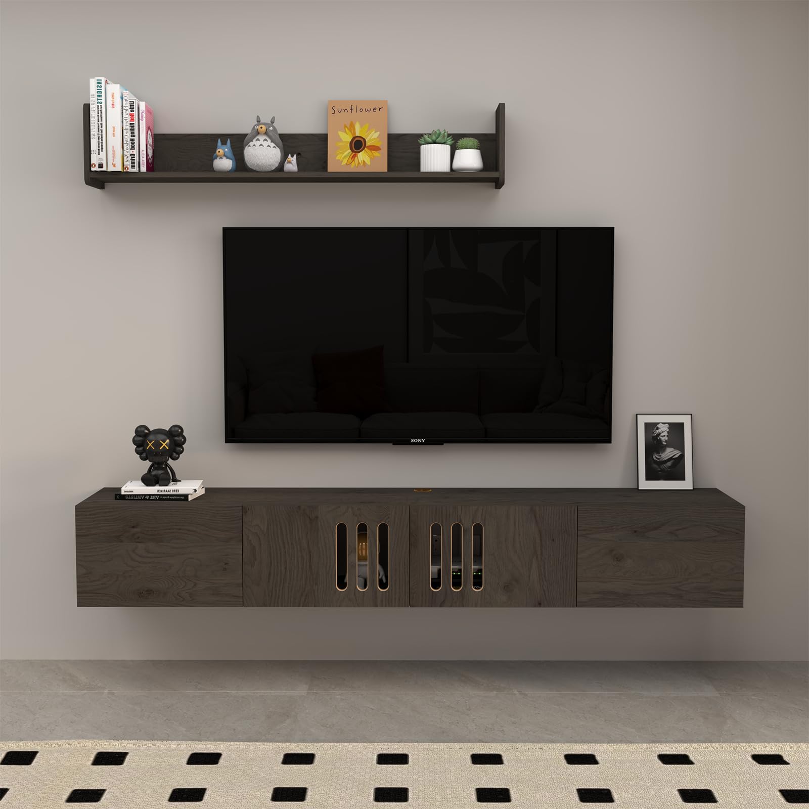 Amazon.com: Pmnianhua Floating TV Stand,76'' Wall Mounted TV Cabinet ...