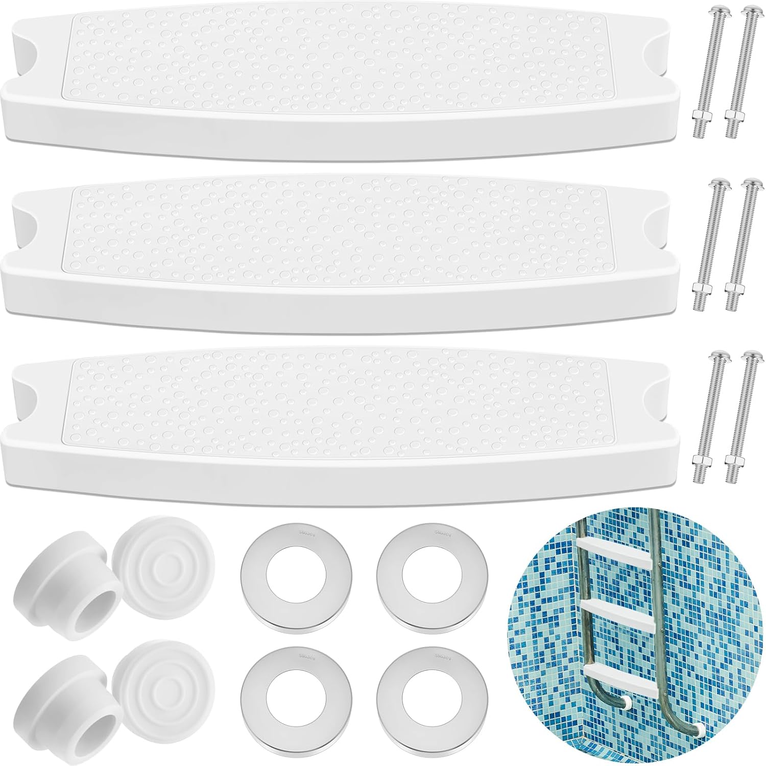 Amazon.com: Pangda 11 Pcs Pool Ladder Accessories 3 Pack 18'' Universal ...