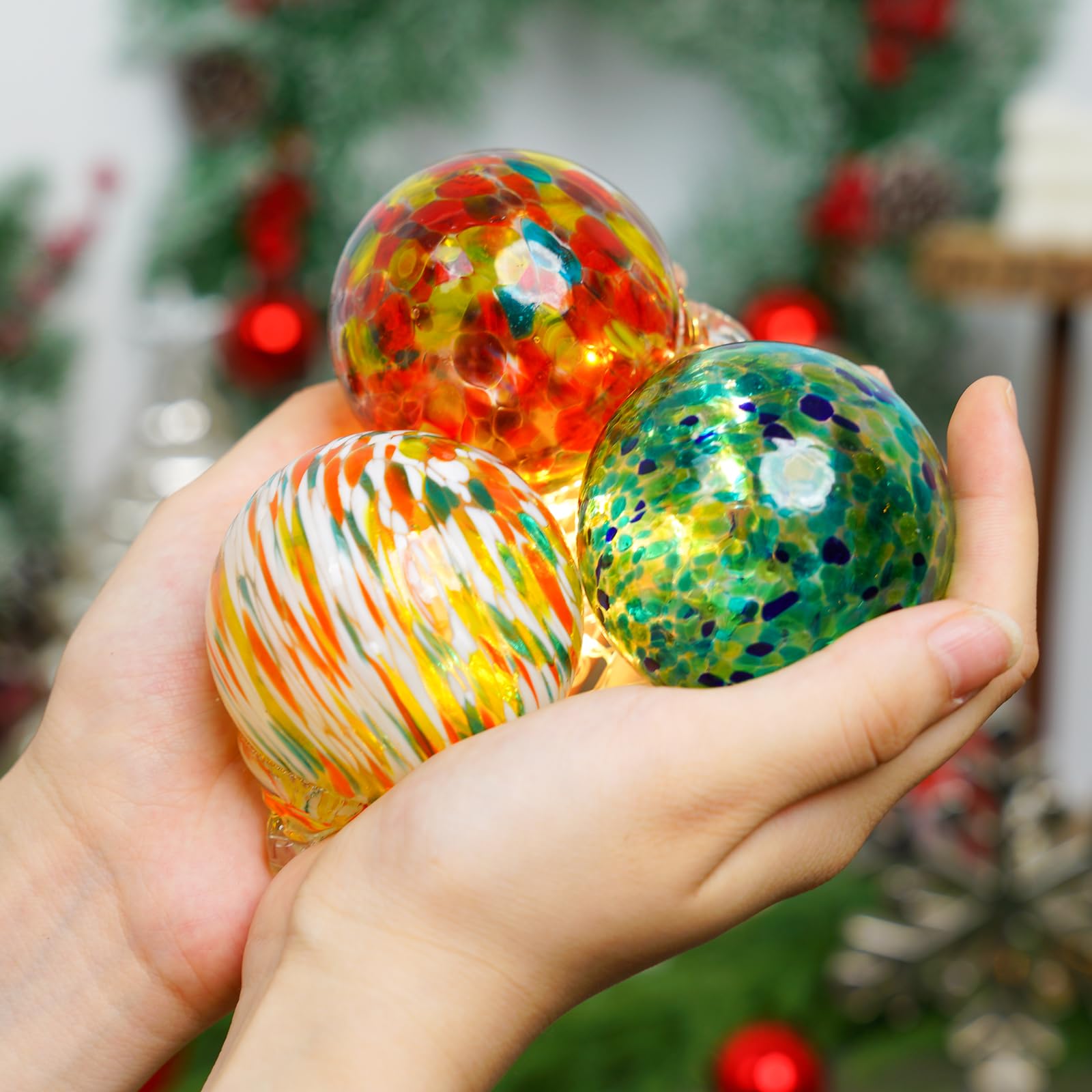 Blown Glass Friendship Balls Amazon.com: QFkris 4" Hand Blown Glass