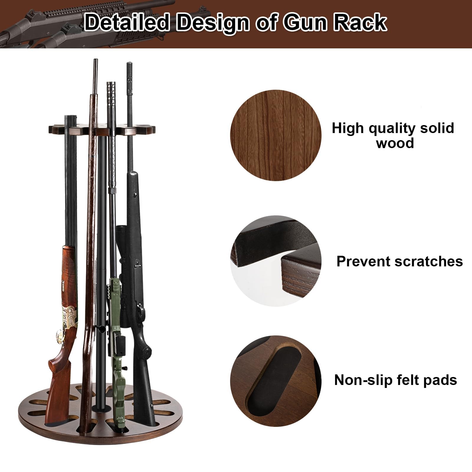 Indoor Gun Collection Stand Wooden Gun Rack Display Stand Holds 12 Guns ...