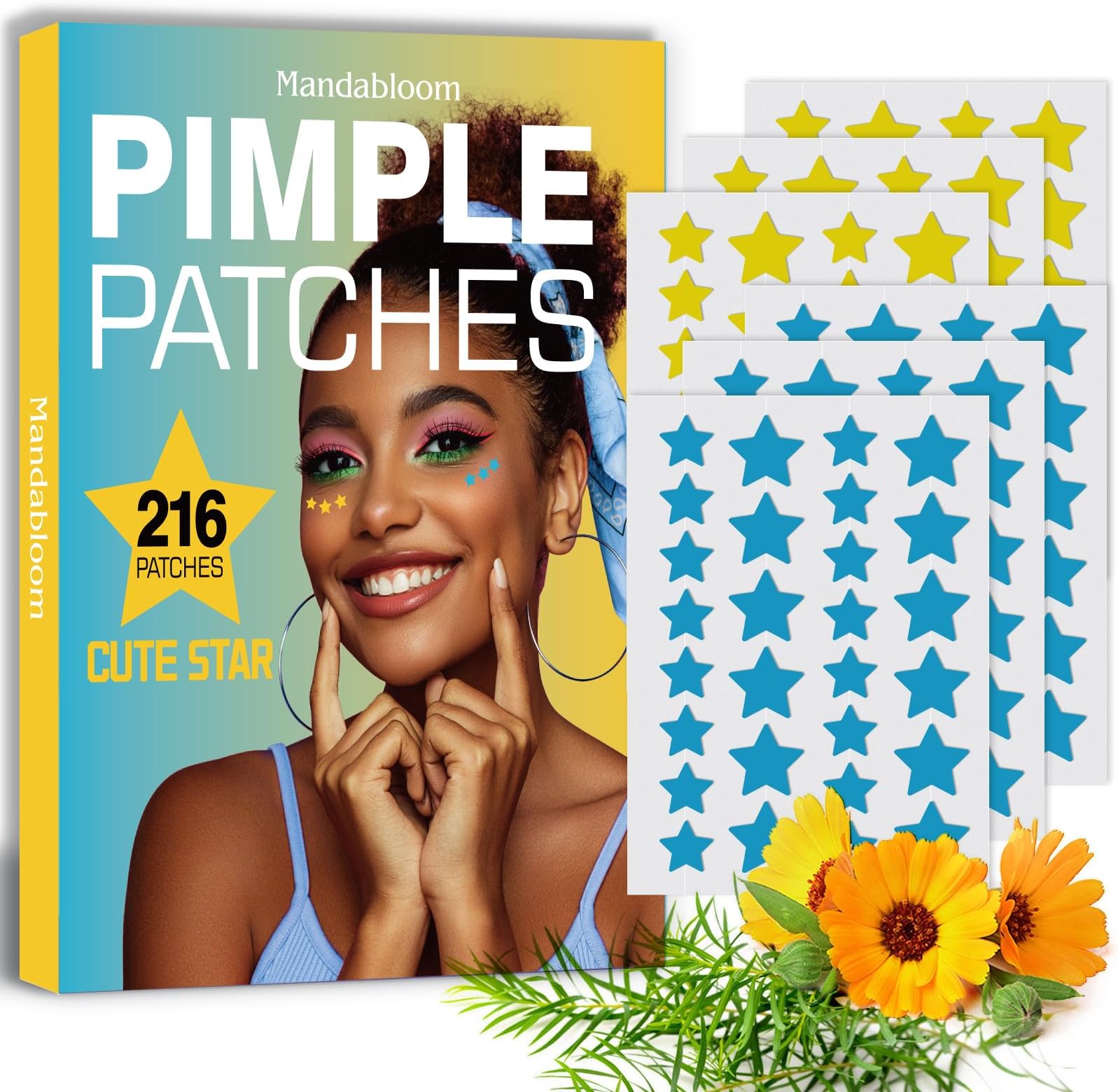 Amazon.com : Mandabloom 216 Star Acne Patches with Salicylic Acid & Tea ...