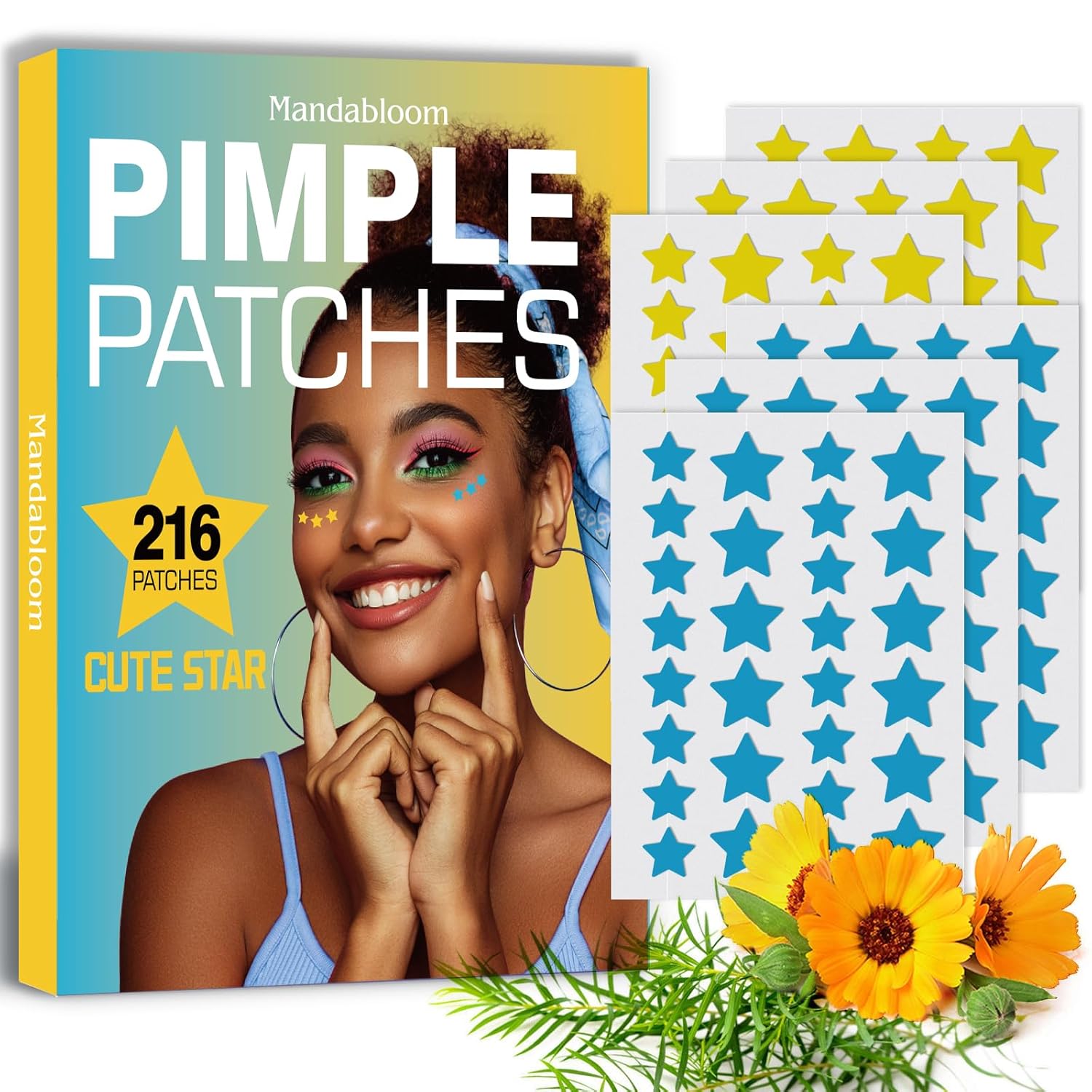Amazon.com : Mandabloom 216 Star Acne Patches with Salicylic Acid & Tea ...