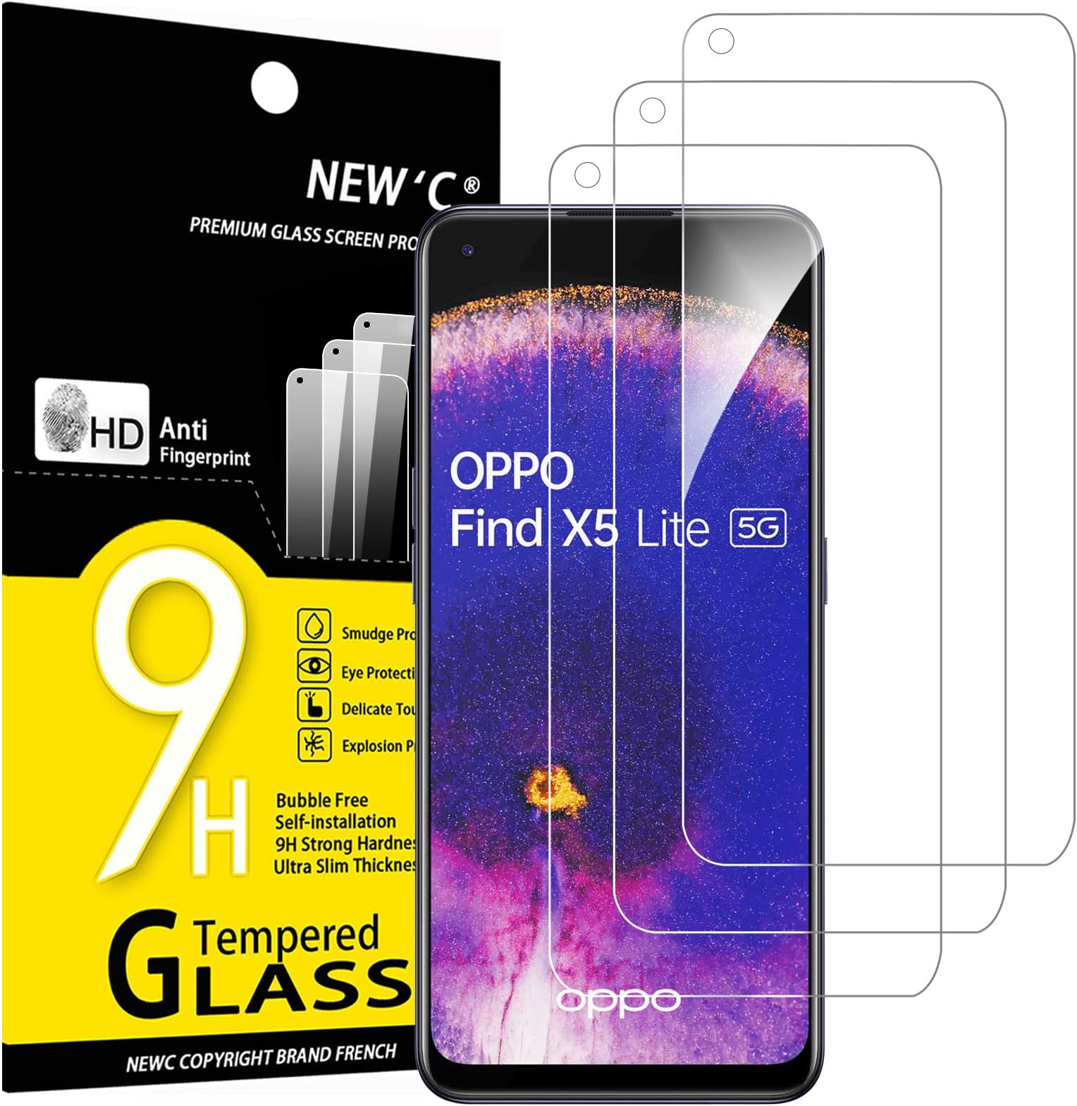 NEW'C 3 Pack Designed for OPPO Reno 8 5G, Reno 8 Lite 5G Screen ...