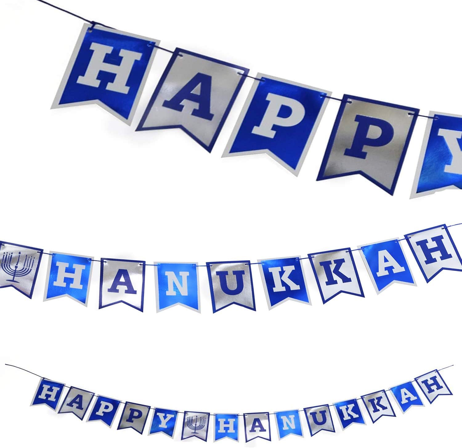 Amazon.com: Happy Hanukkah Holographic Letter Banner 75'' Long Chanukah ...