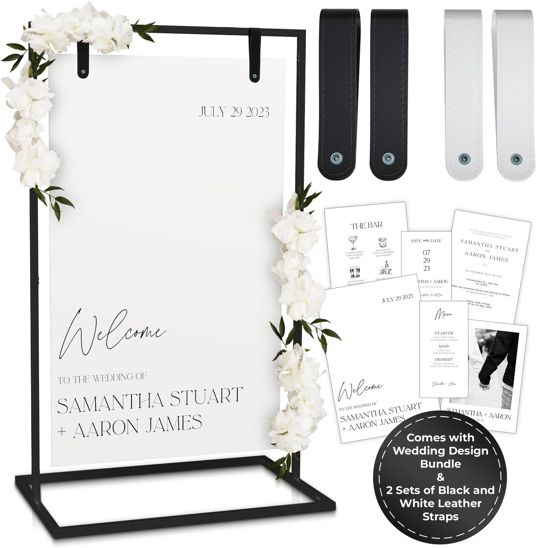 Amazon.com: Wedding Welcome Sign Stand Square Wedding Backdrop Stand 3 ...
