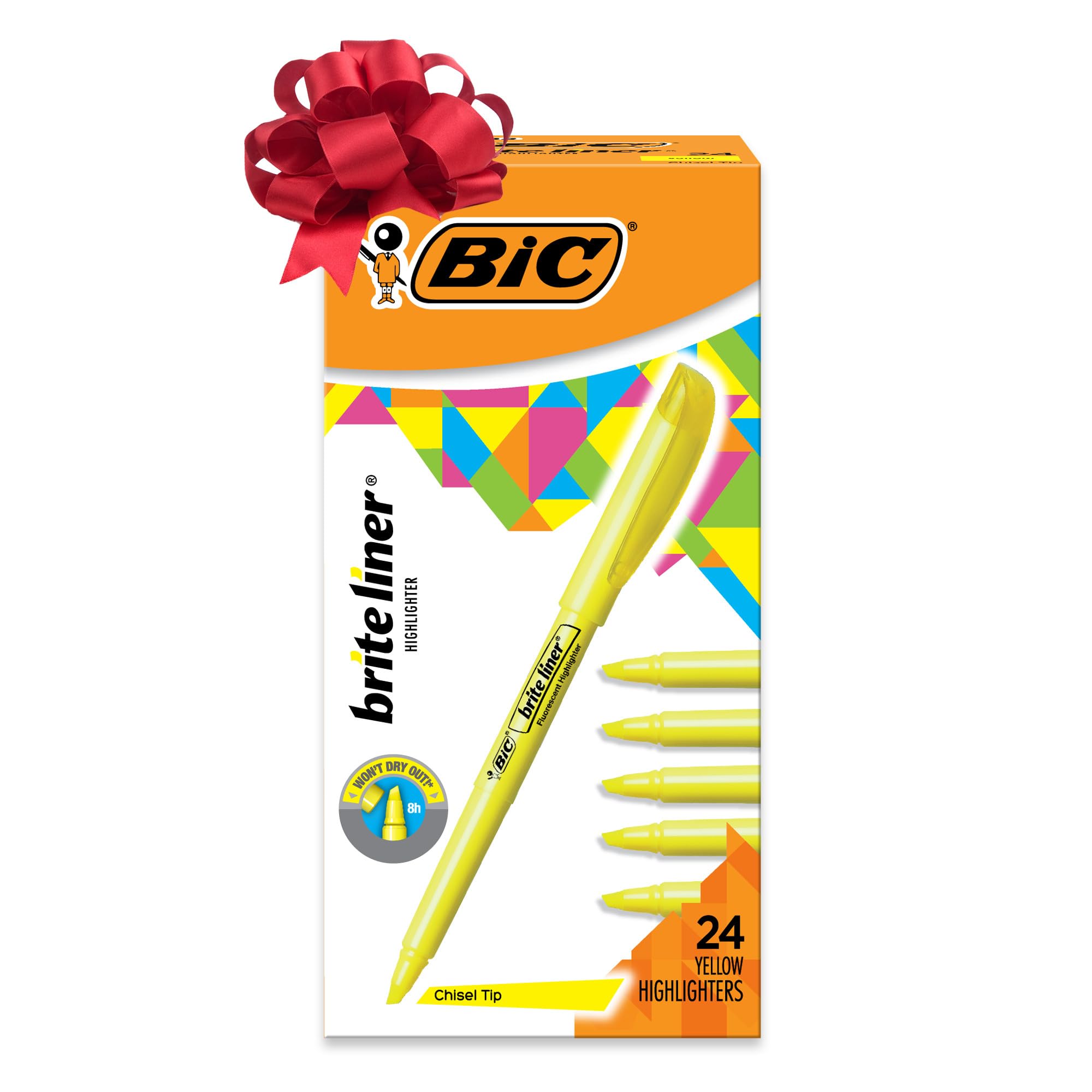 BIC Brite Liner Highlighters, Chisel Tip, 24-Count Box of Yellow ...