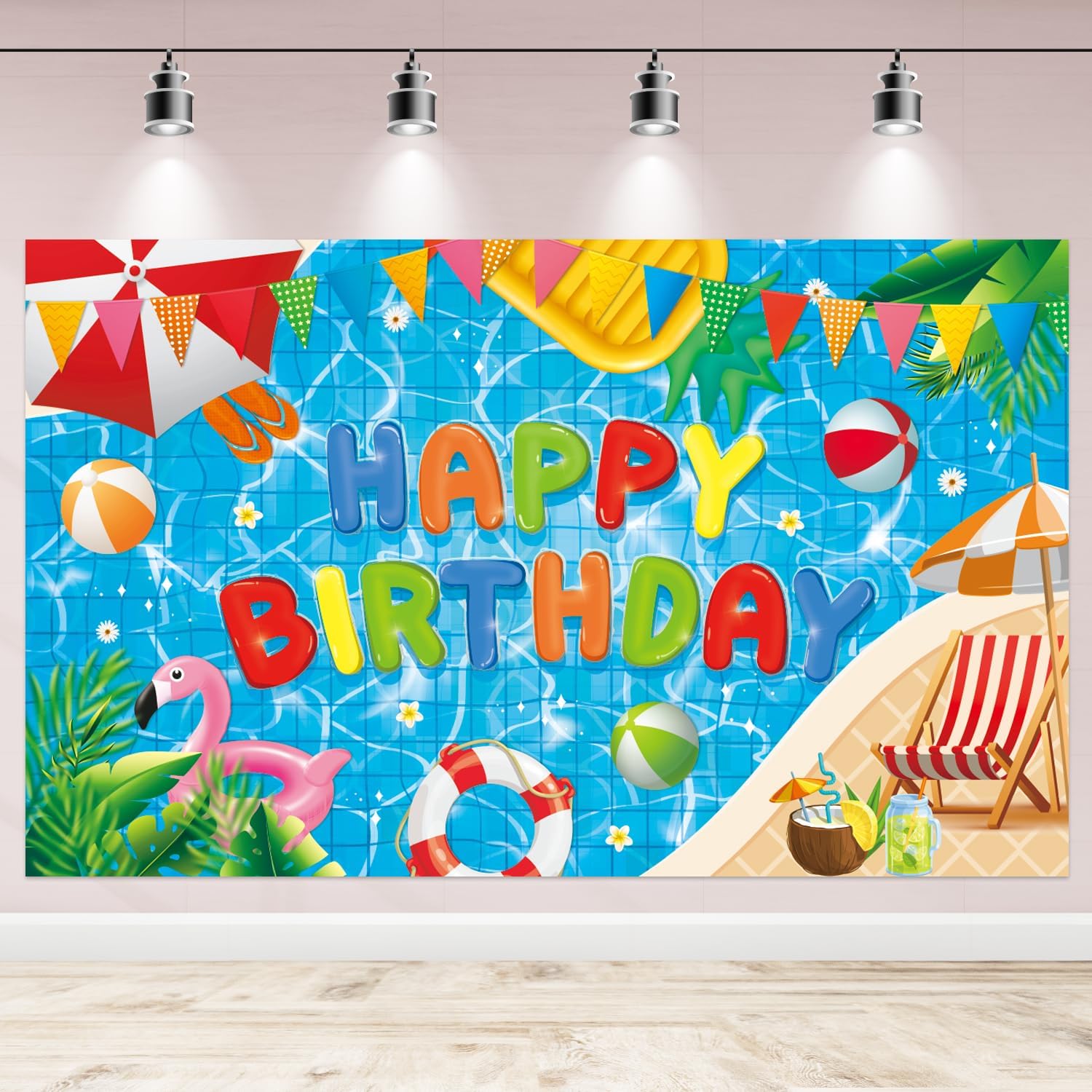 Amazon.com: Pool Birthday Party Decorations, Extra Large Size Happy ...