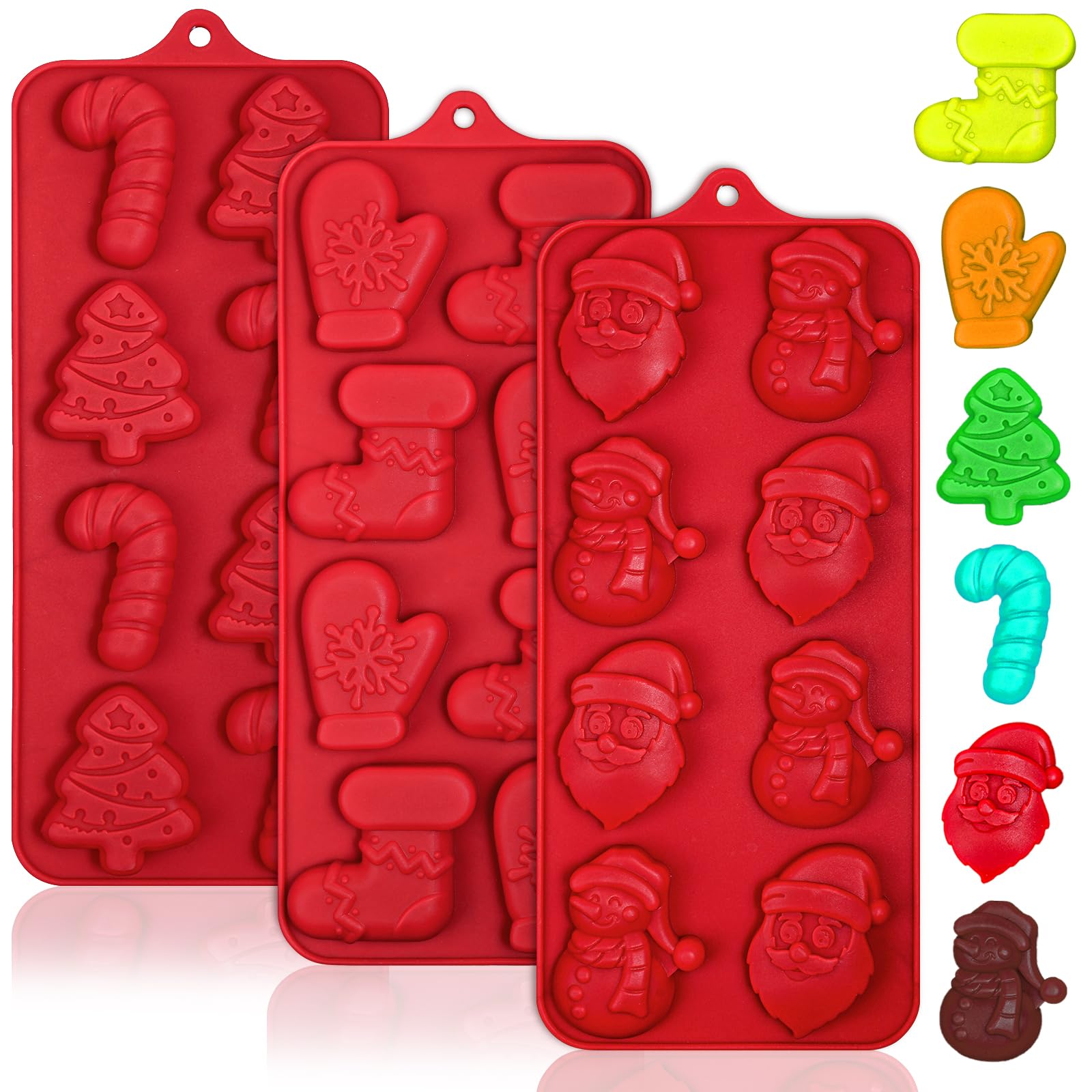 Amazon.com: Koluti 3 Pack Christmas Chocolate Mold Silicone Candy Molds ...
