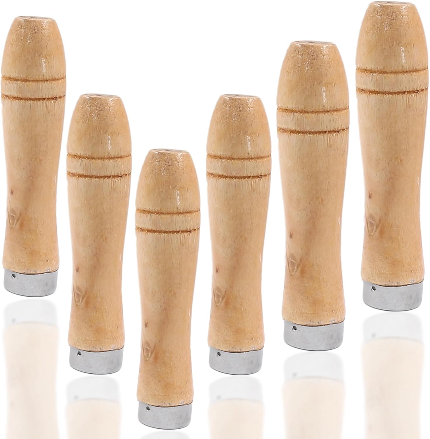 Luomorgo 6 Pcs Wooden File Handle with Metal Collars, 4 Pcs Dia. 5mm ...