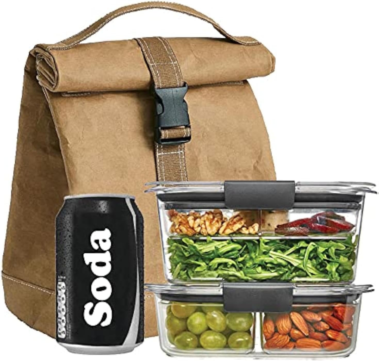 Amazon.com: Roll Down Lunch Tote Bag (Brown): Home & Kitchen