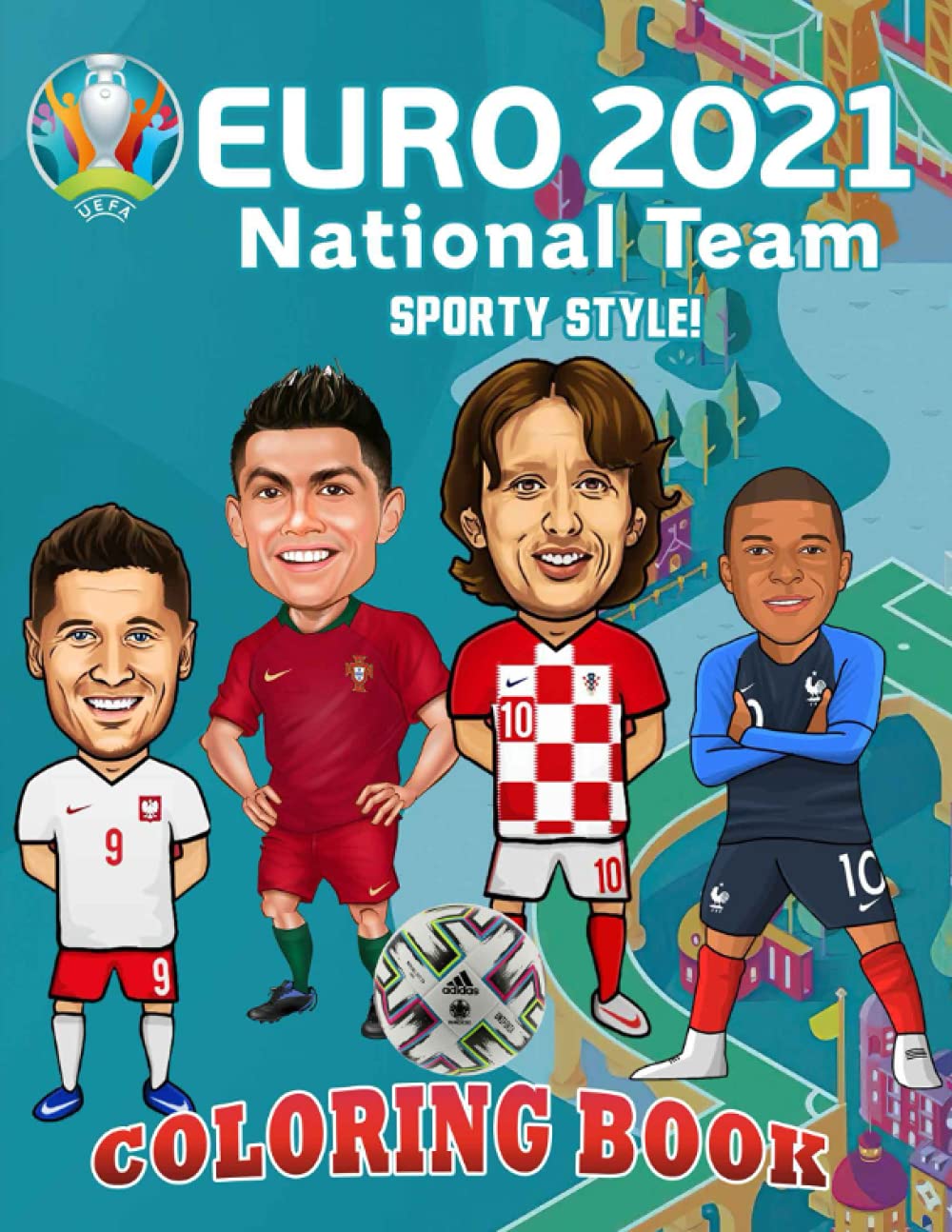 Sporty Style Euro 2021 National Teams Coloring Book European Football ...