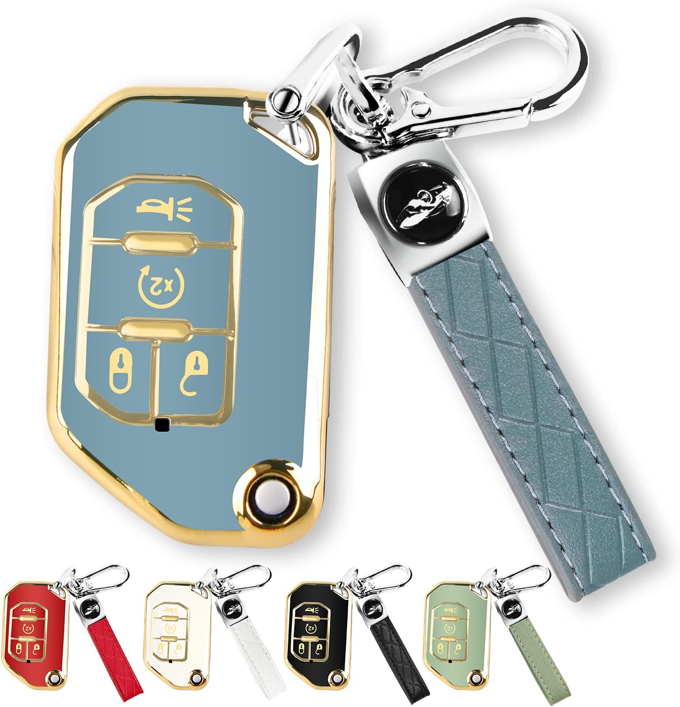 Amazon.com: Autophone Compatible with Jeep Key Fob Cover with Leather ...