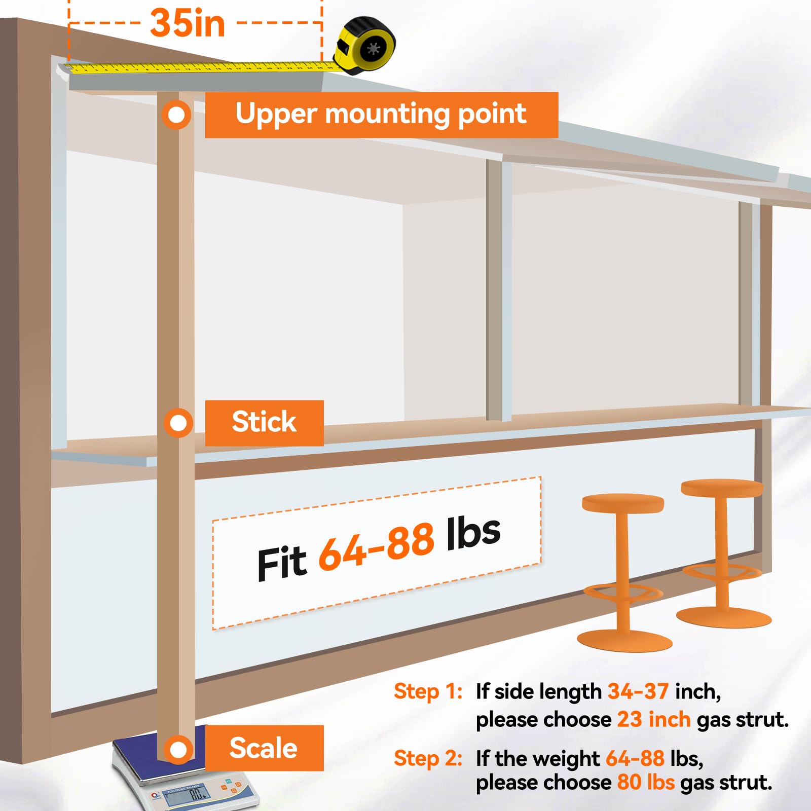 23 inch 80 lbs Strut ML3870 Gas Prop Shock 23" Per Prop Shock Lift for ...