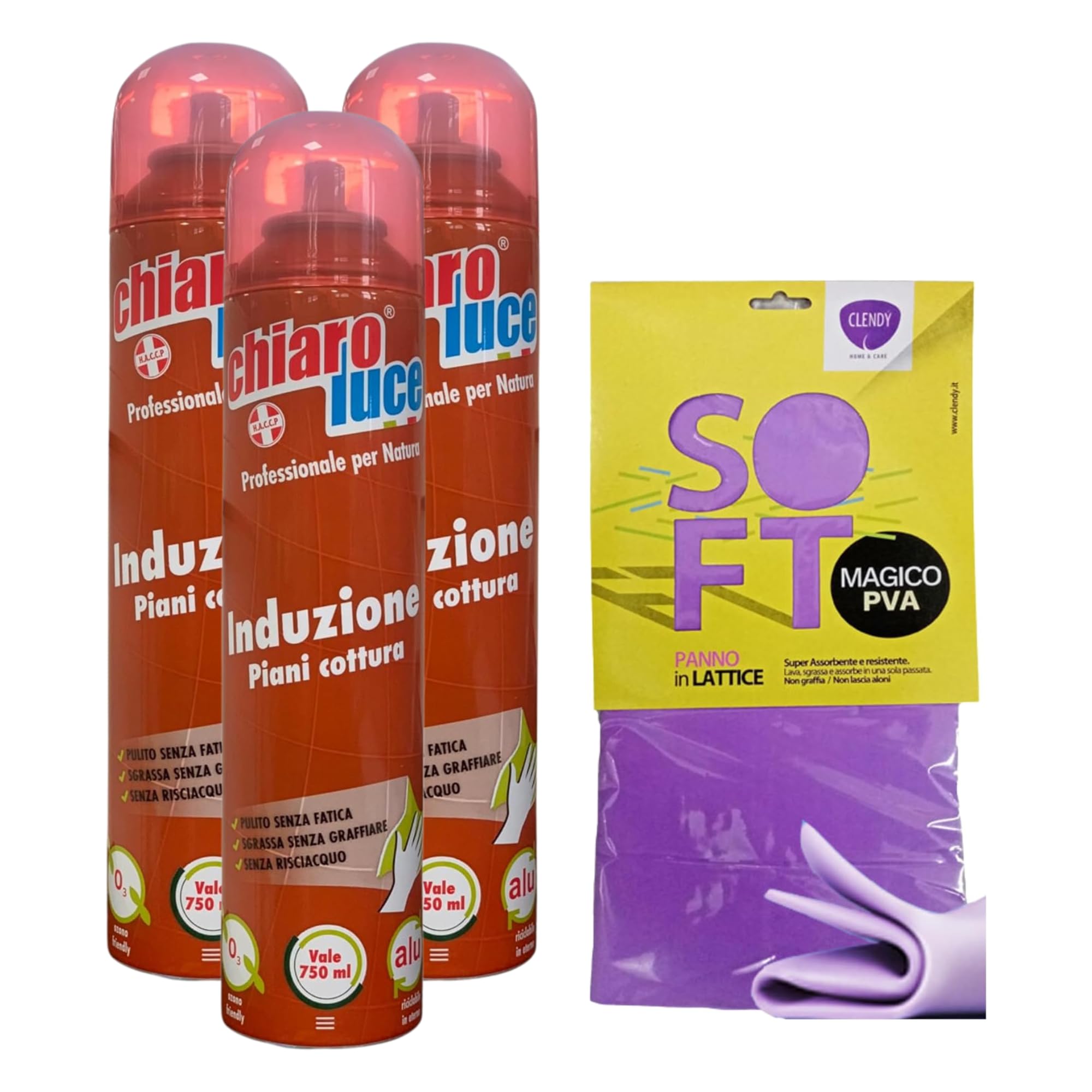 3x Chiaro Luce Detergente Specifico per Piano Cottura a Induzione e ...