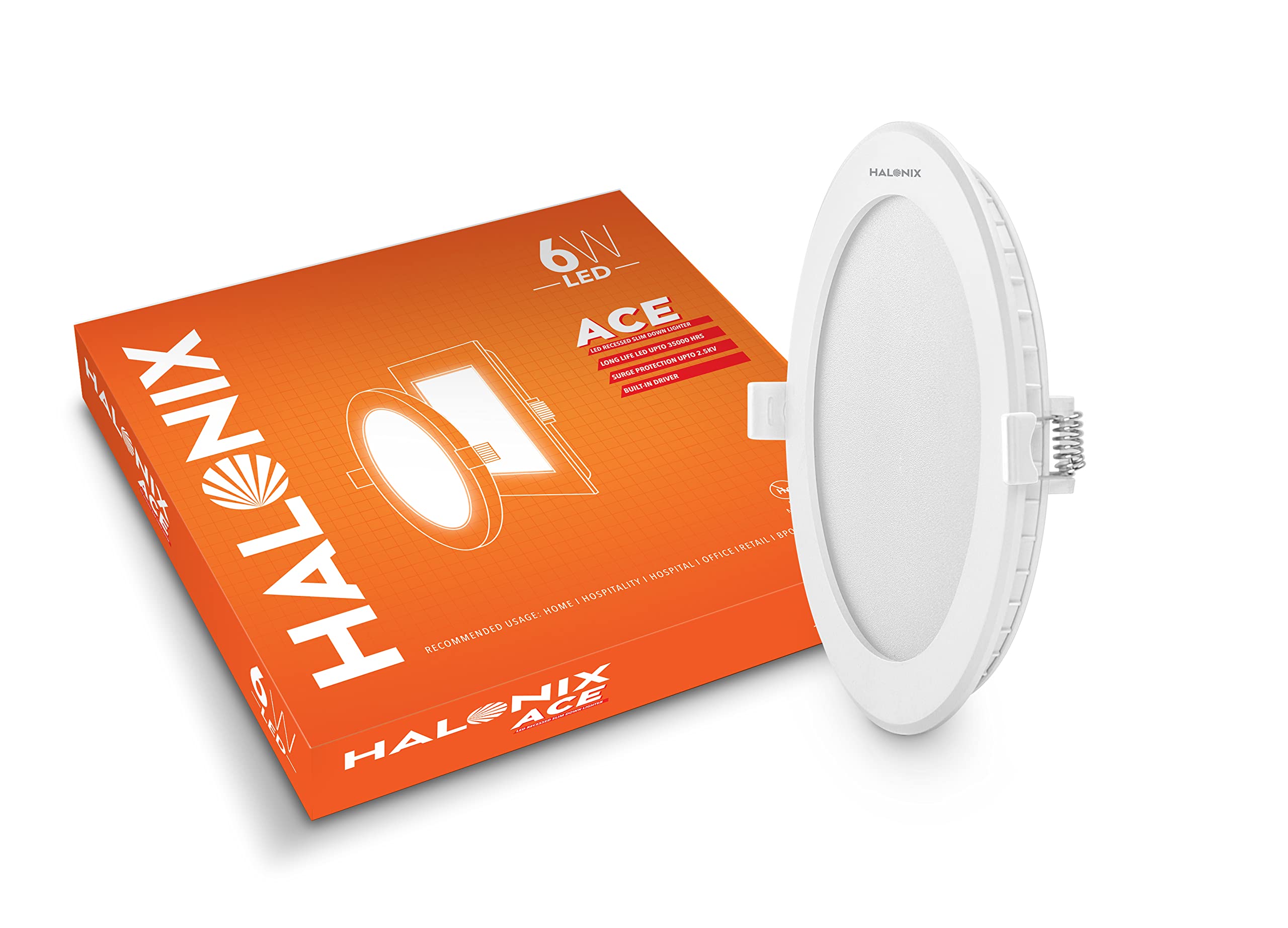 Halonix Ace 6W 3000K Yellow Recess Round led downlighter|Ceiling Panel ...