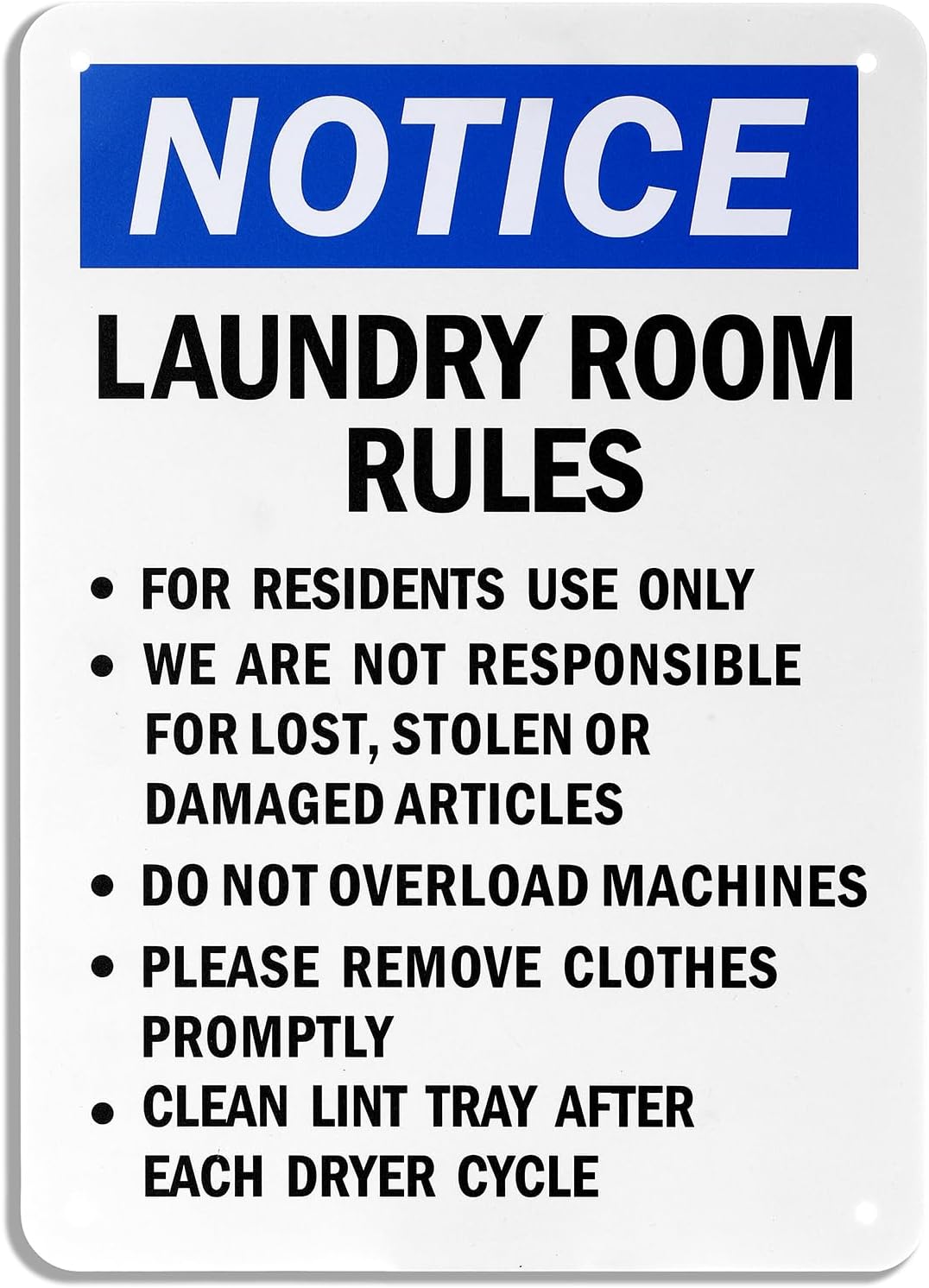 Amazon.com: Laundry Room Rules Sign,“Resident Use, Not Responsible For ...