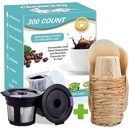 Amazon.com: Unbleached K cup Disposable Paper Filters with Lid for ...