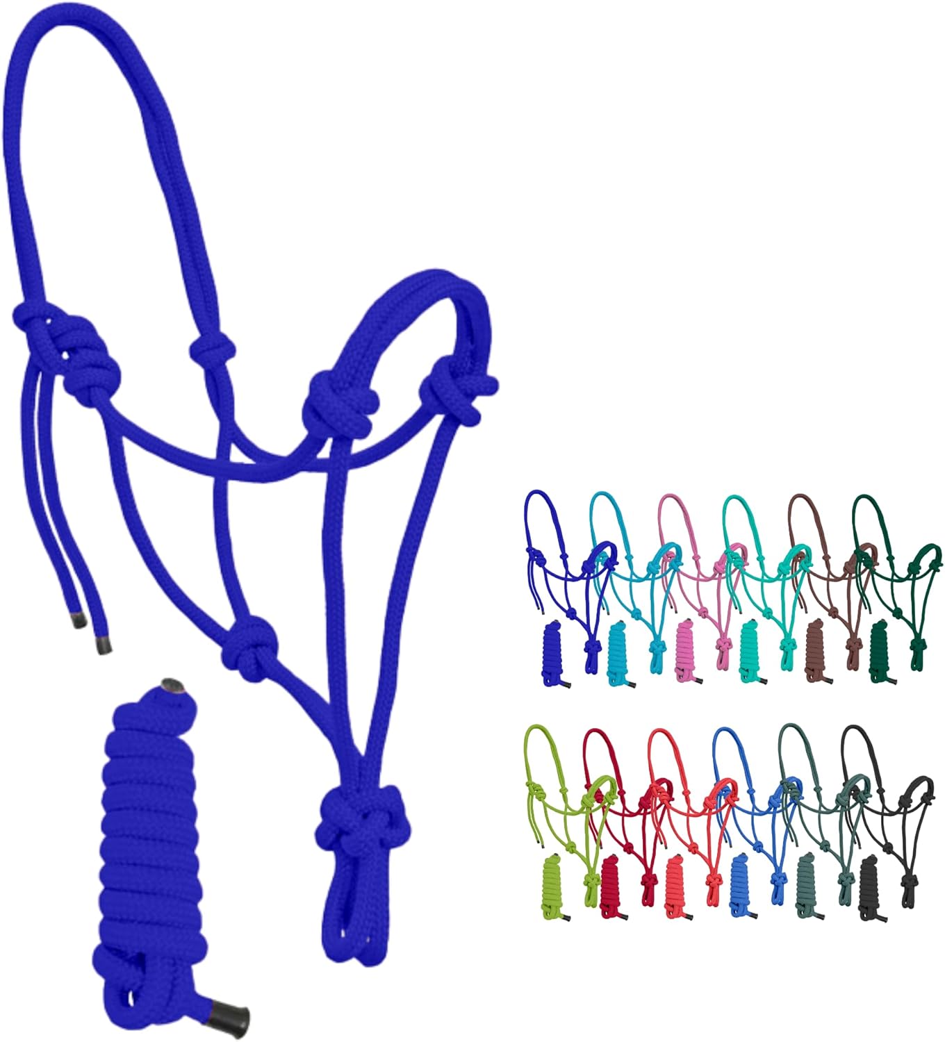 Amazon.com: Resistance Plain Nylon Adjustable Rope Halter with Matching ...
