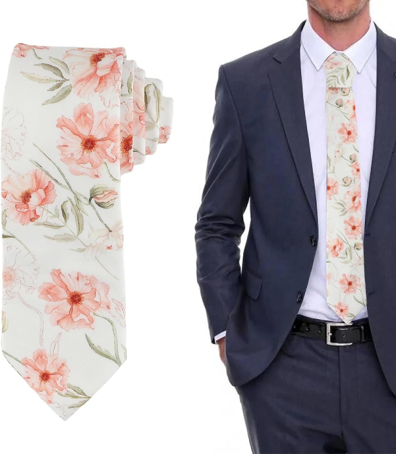 OQXEJPHFN Floral Ties for Men, Cotton Flower Tie Men's Skinny Necktie ...