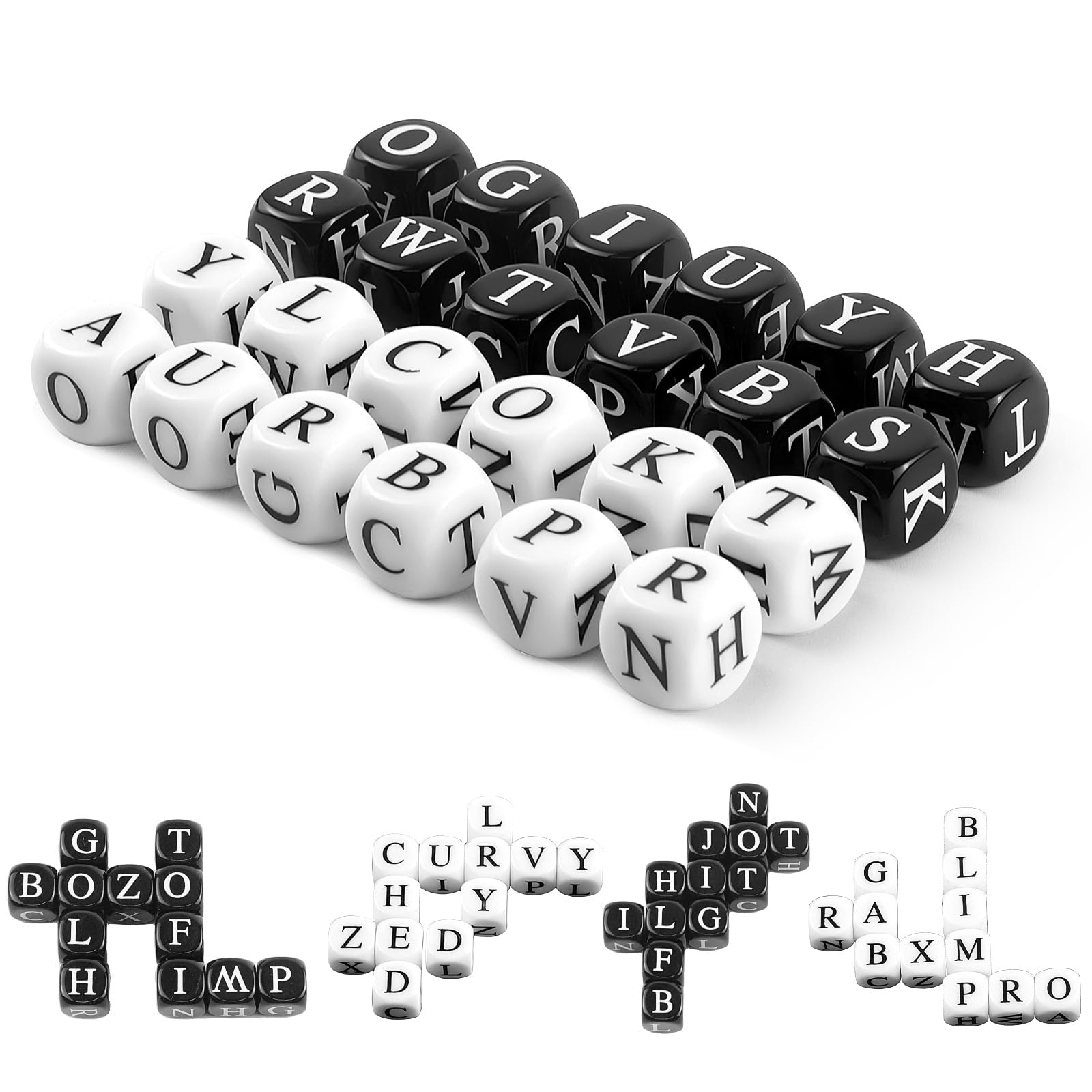 Amazon.com: 24 Pcs Dice Set, The Crossword Solitaire Game, 6 Sided Dice ...