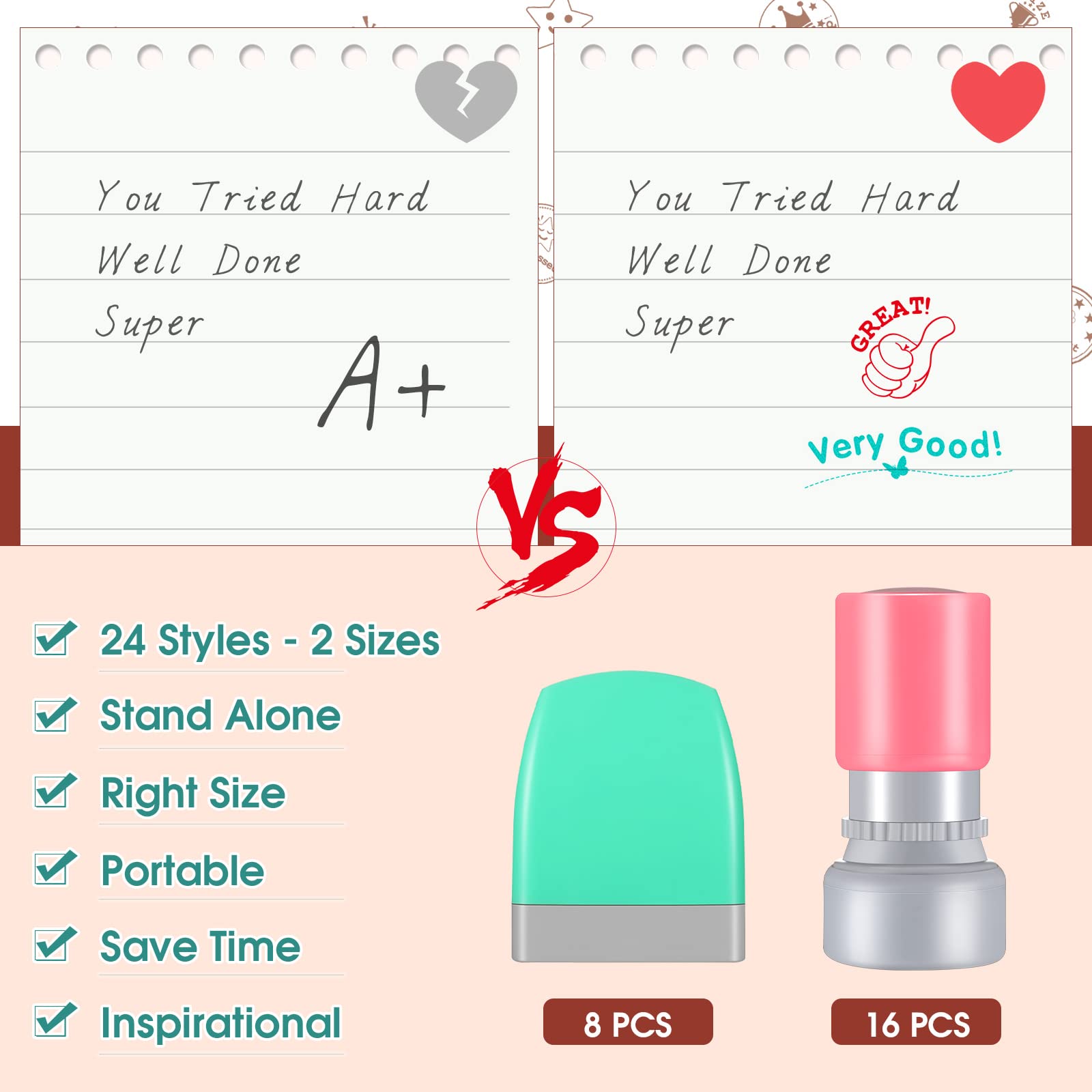 Snapklik.com : 24 Pcs Teacher Stamps For Classroom Elementary ...