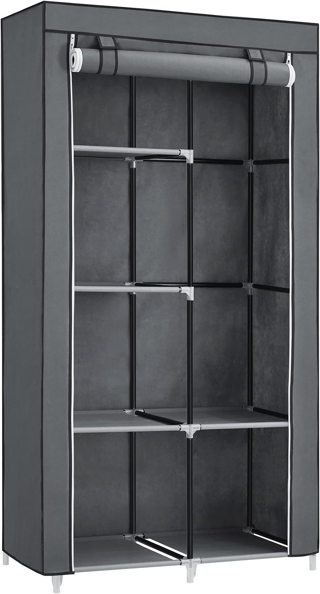 SONGMICS Armario de Tela, Armario de Ropa, con 1 Barra Colgante, 6 ...