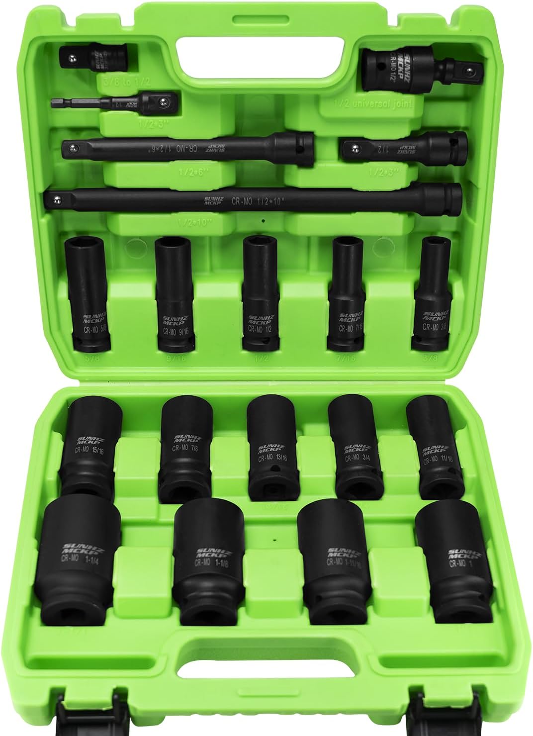 CASOMAN 1/2-Inch Drive Deep Impact Socket Set, Metric, Cr-V, 6-Point ...