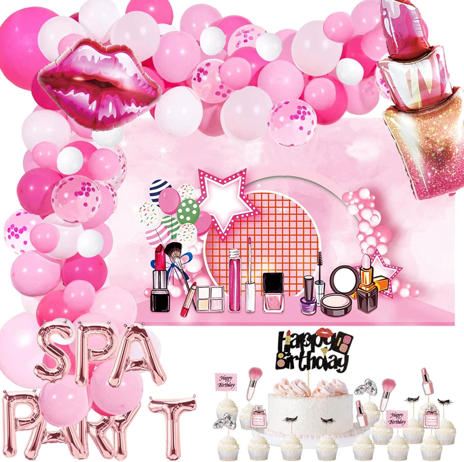 Amazon.com: 112pcs Makeup Balloon Garland Arch Kit, Spa Day Backdrop ...