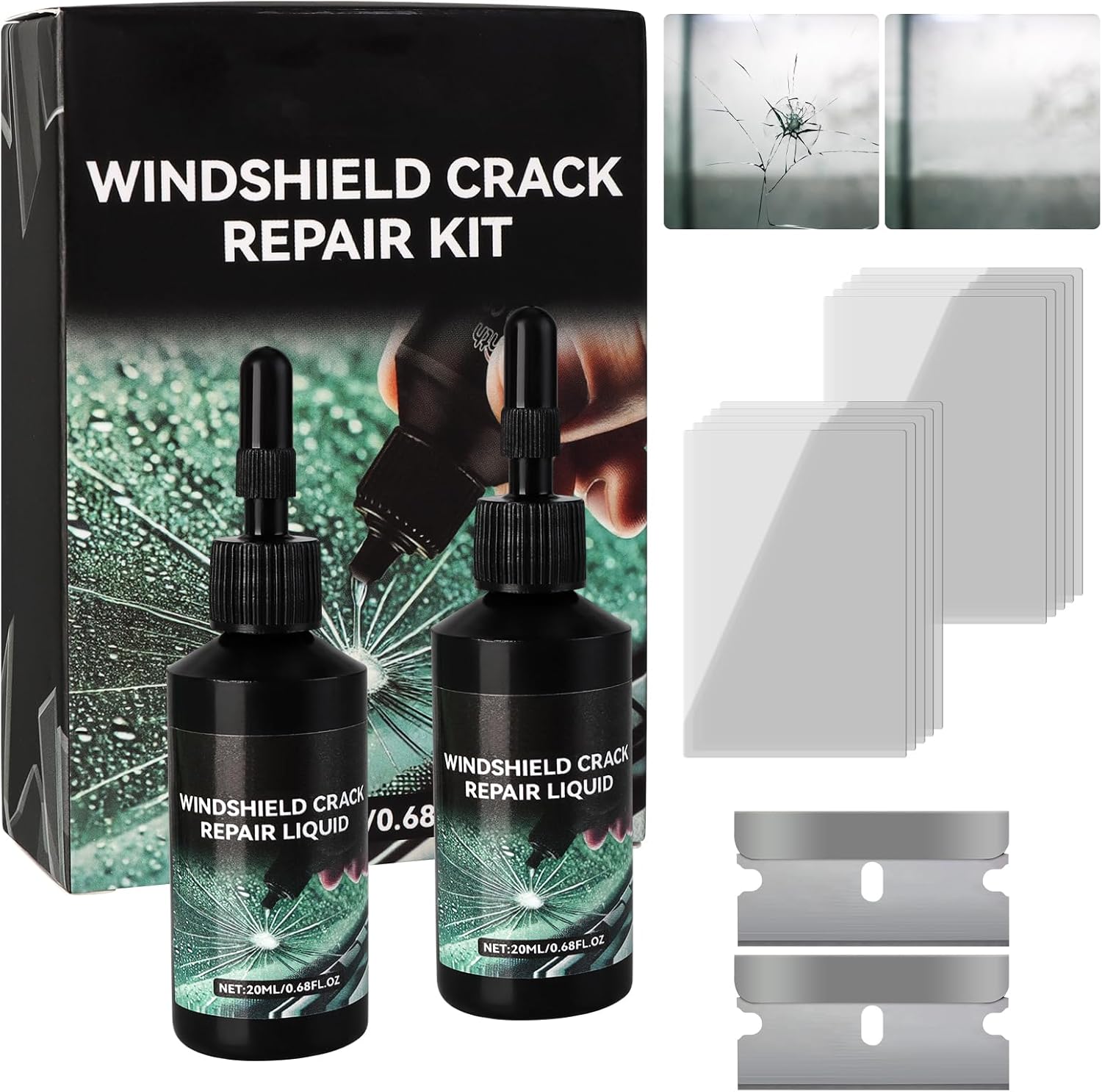 Amazon.com: 2PCS Windshield Crack Repair Kit, 2025 New Glass Cracks ...