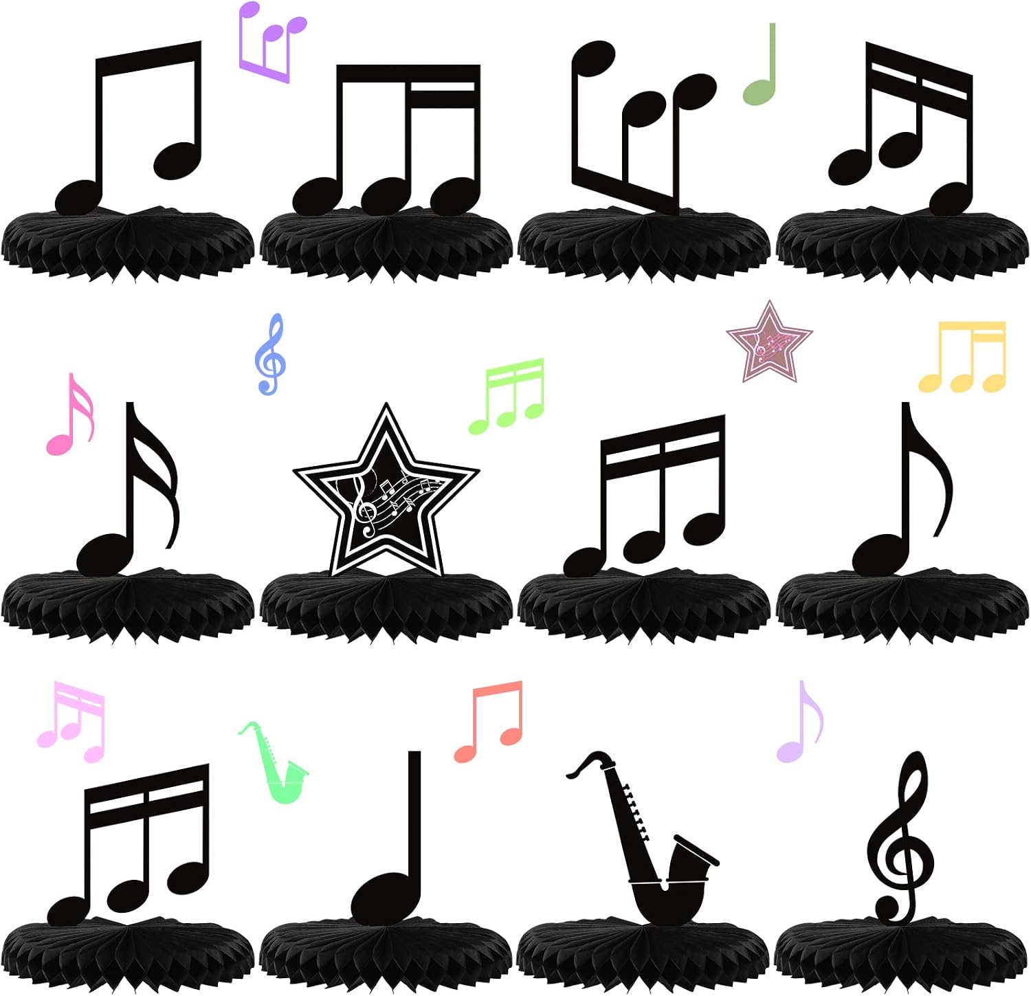 Amazon.com: 12 Pcs Music Notes Honeycomb Centerpieces Music Party ...