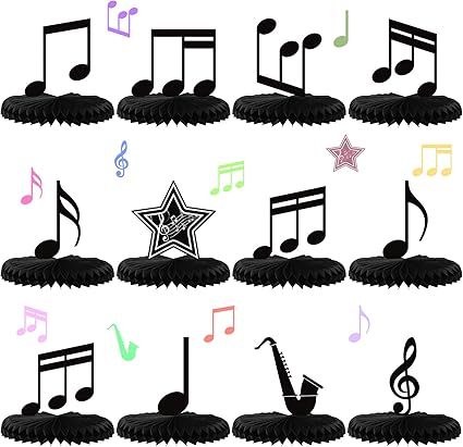Amazon.com: 12 Pcs Music Notes Honeycomb Centerpieces Music Party ...